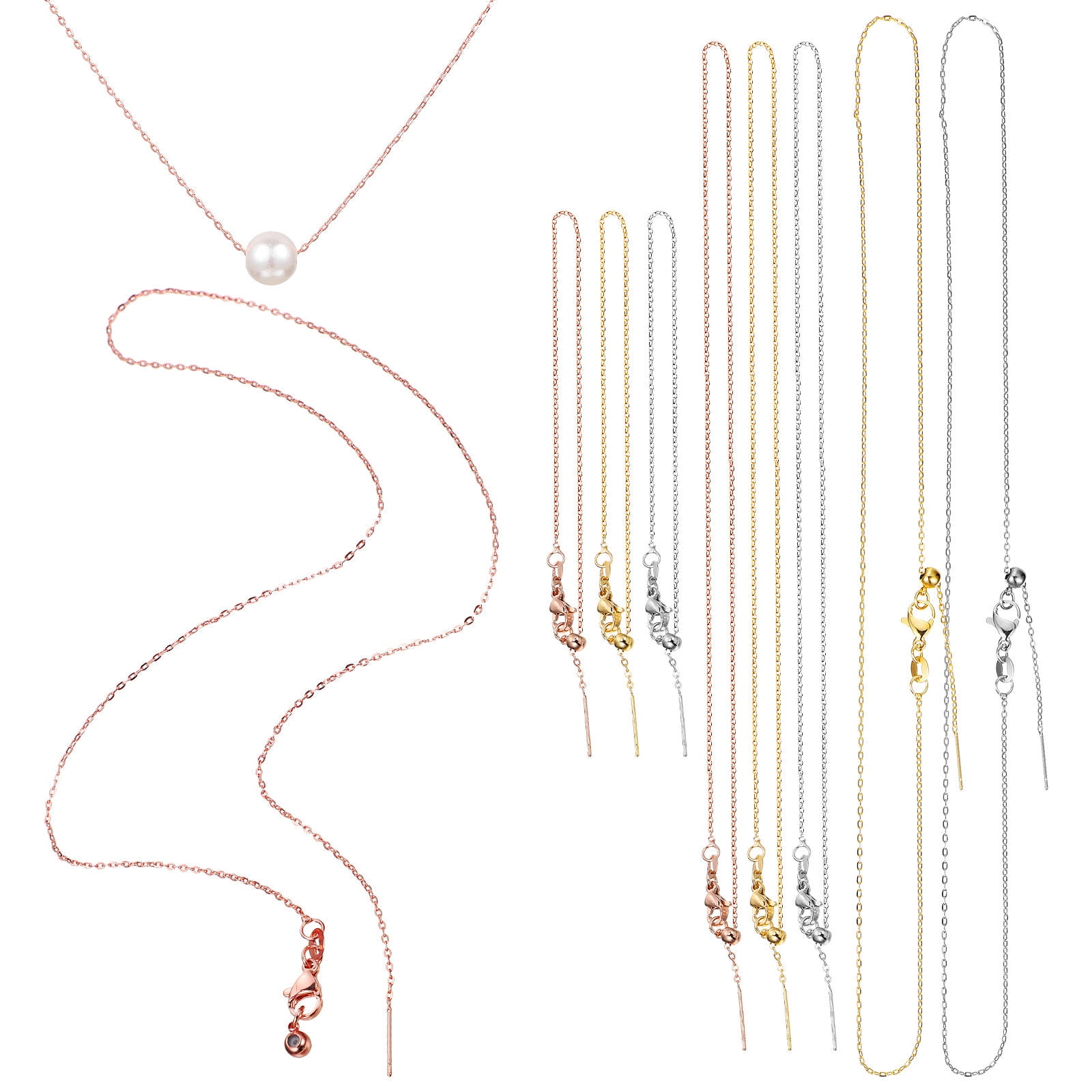 Homoyoyo 9Pcs Sweater Chains Refined Making Accessories Rose Gold 60cm ...