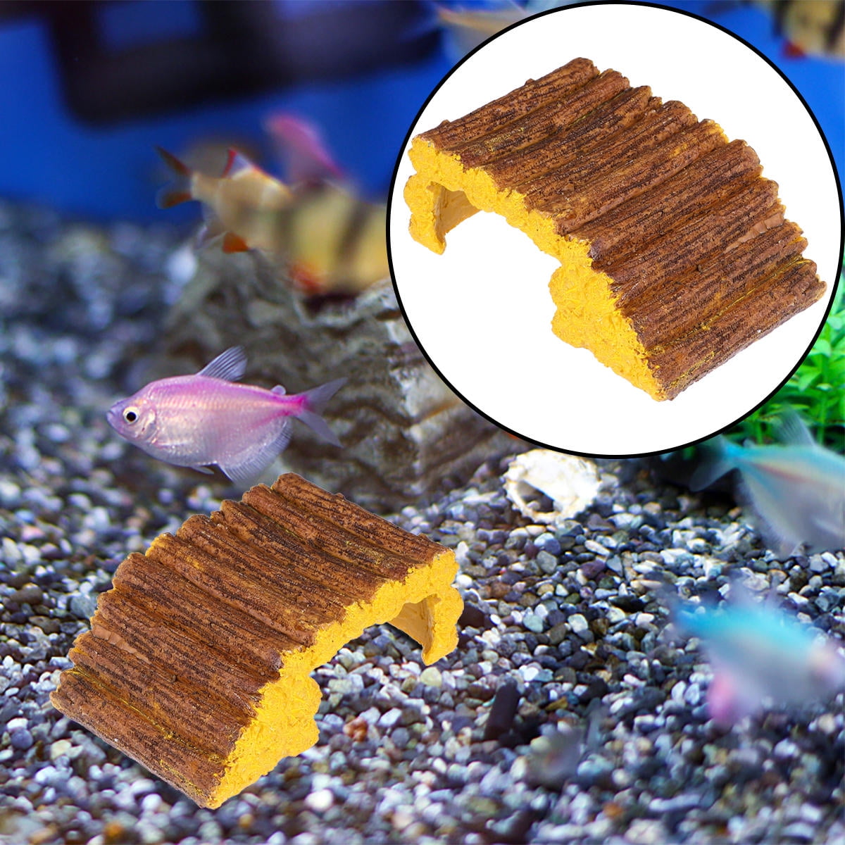 Homoyoyo Aquarium Landscape Turtle Ledge for Tank Yellow Resin 1Pack ...
