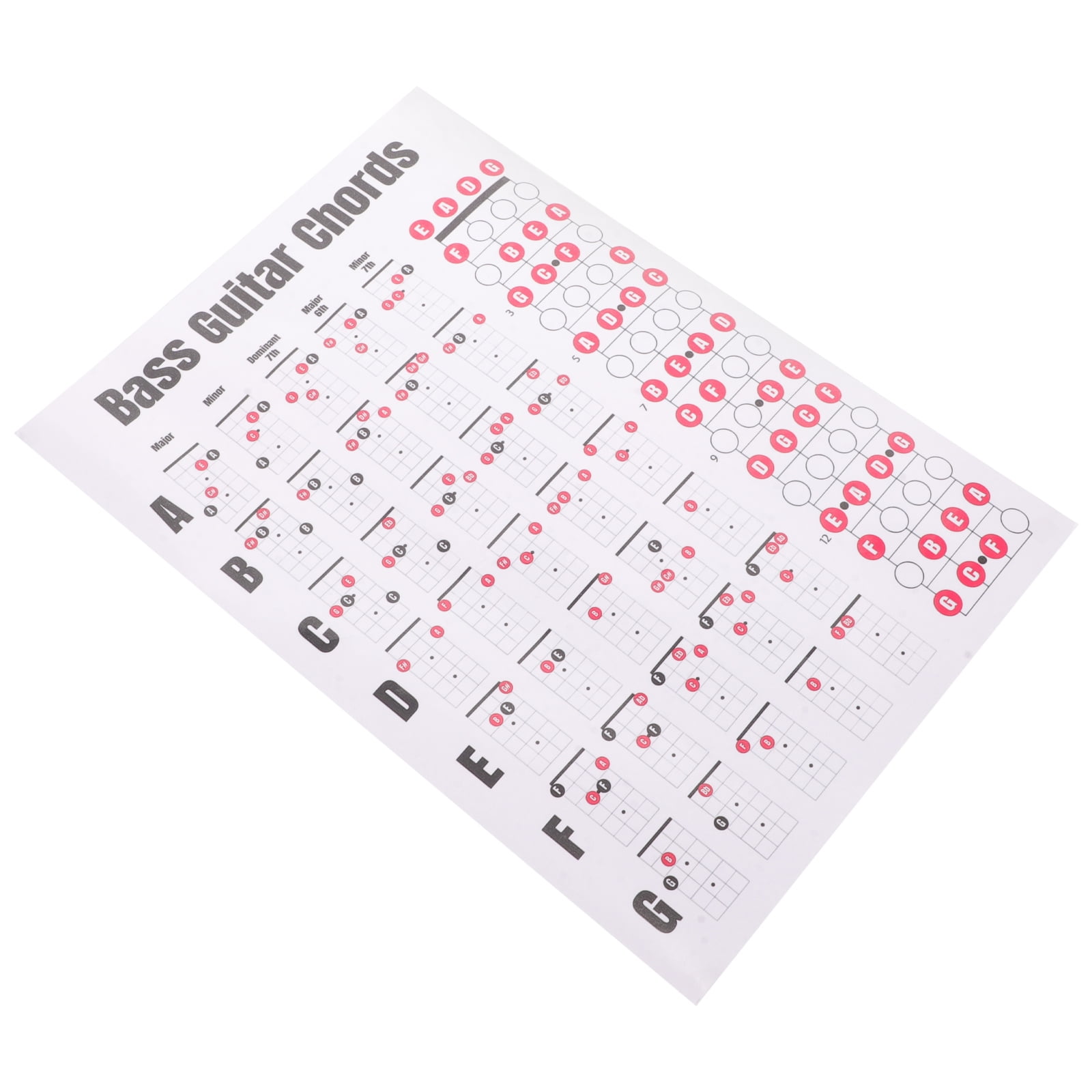 Homoyoyo Bass Scale Chart Wall Chord Poster Clear Design with Matte ...