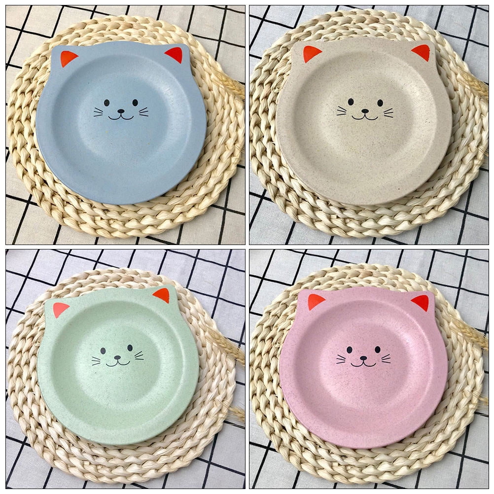 Homoyoyo Cat Dessert Plate Wheat Straw Storage for Dessert Families ...