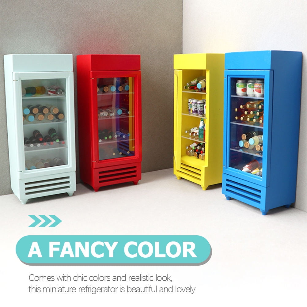 Homoyoyo Dollhouse Mini Toy Fridge 1Set Miniature Refrigerator in Light ...