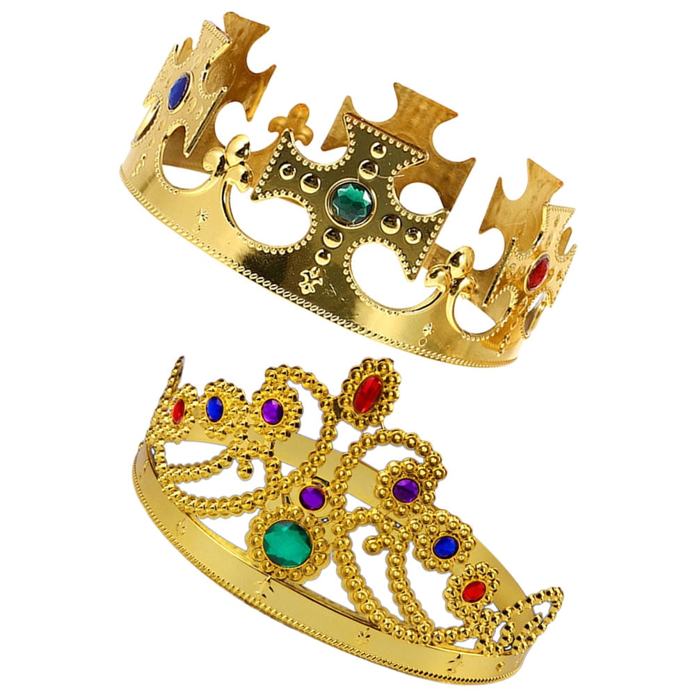 Homoyoyo Adjustable Crown Golden Plastic 2Pack Party Crown Ornament ...