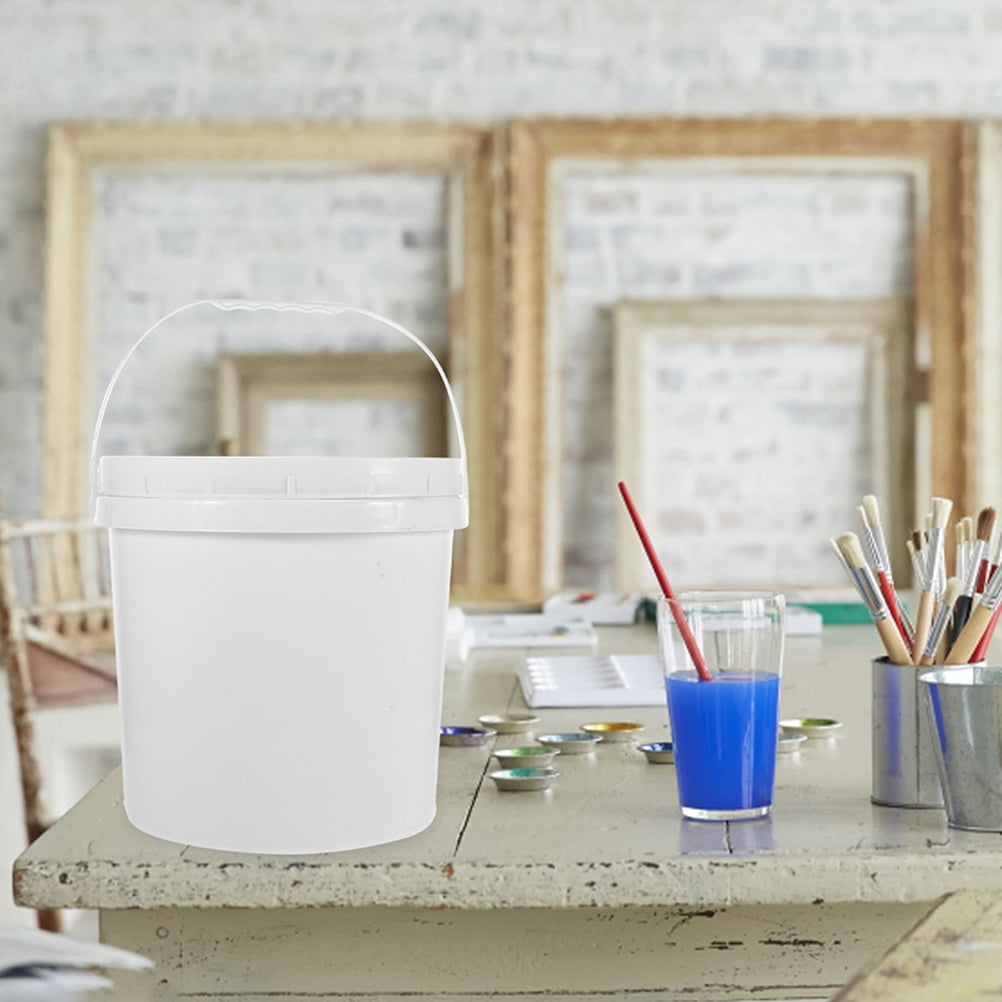 Homoyoyo White Plastic Paint Pail with Handle - Leak-Proof, Reusable ...