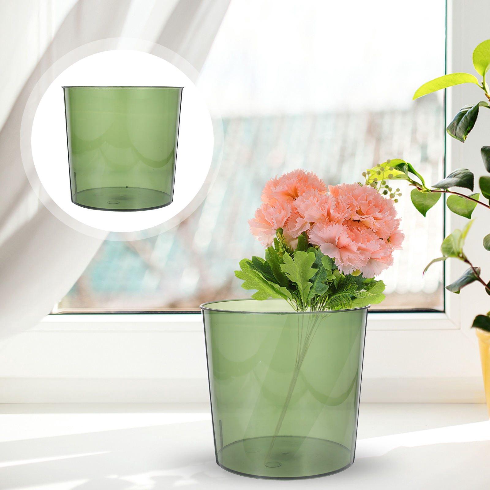 Homoyoyo Green Plastic Flower Vase for Decor - Modern Round Container ...