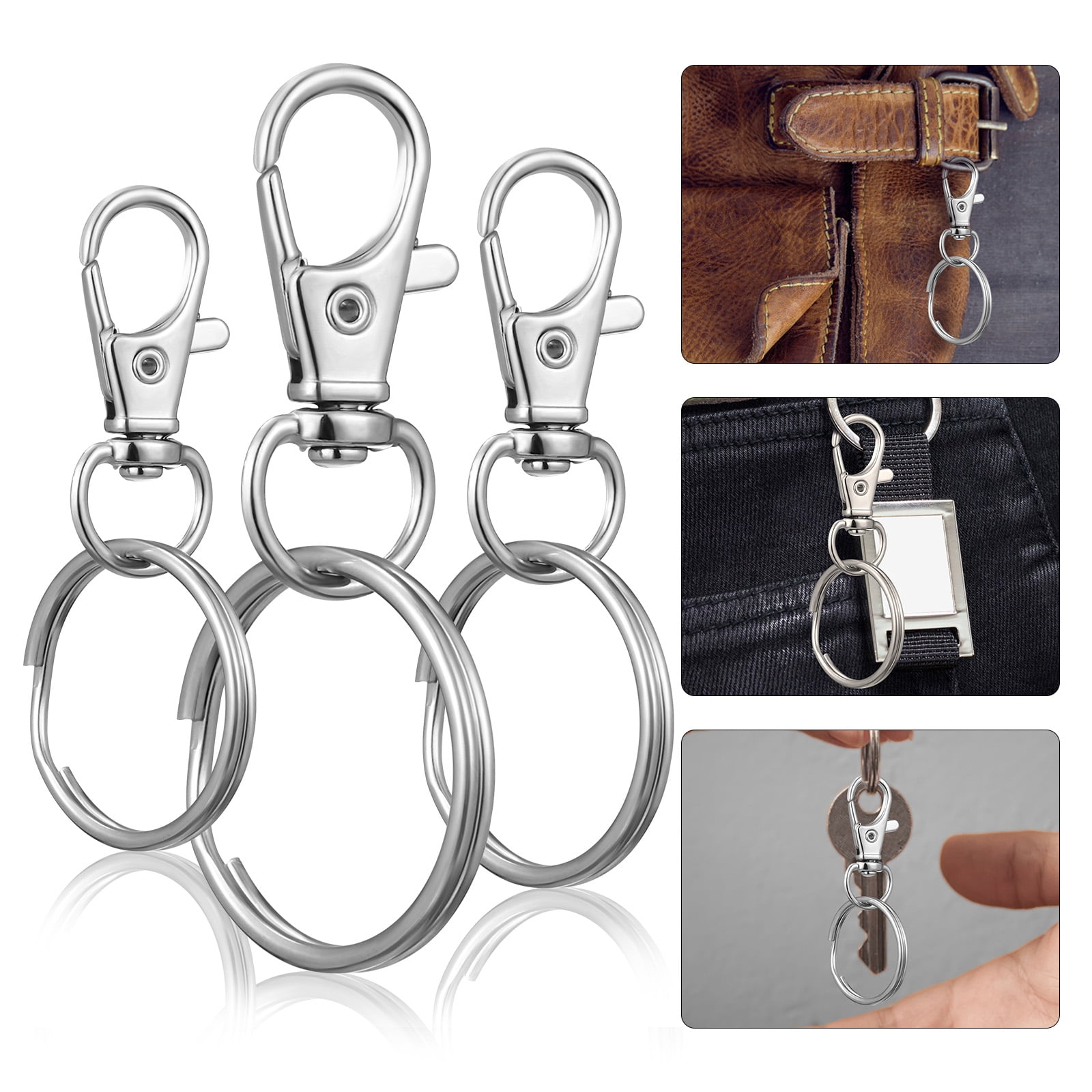 Homoyoyo 30Pcs Stainless Steel Keyrings with Lobster Clasps for Keys ...