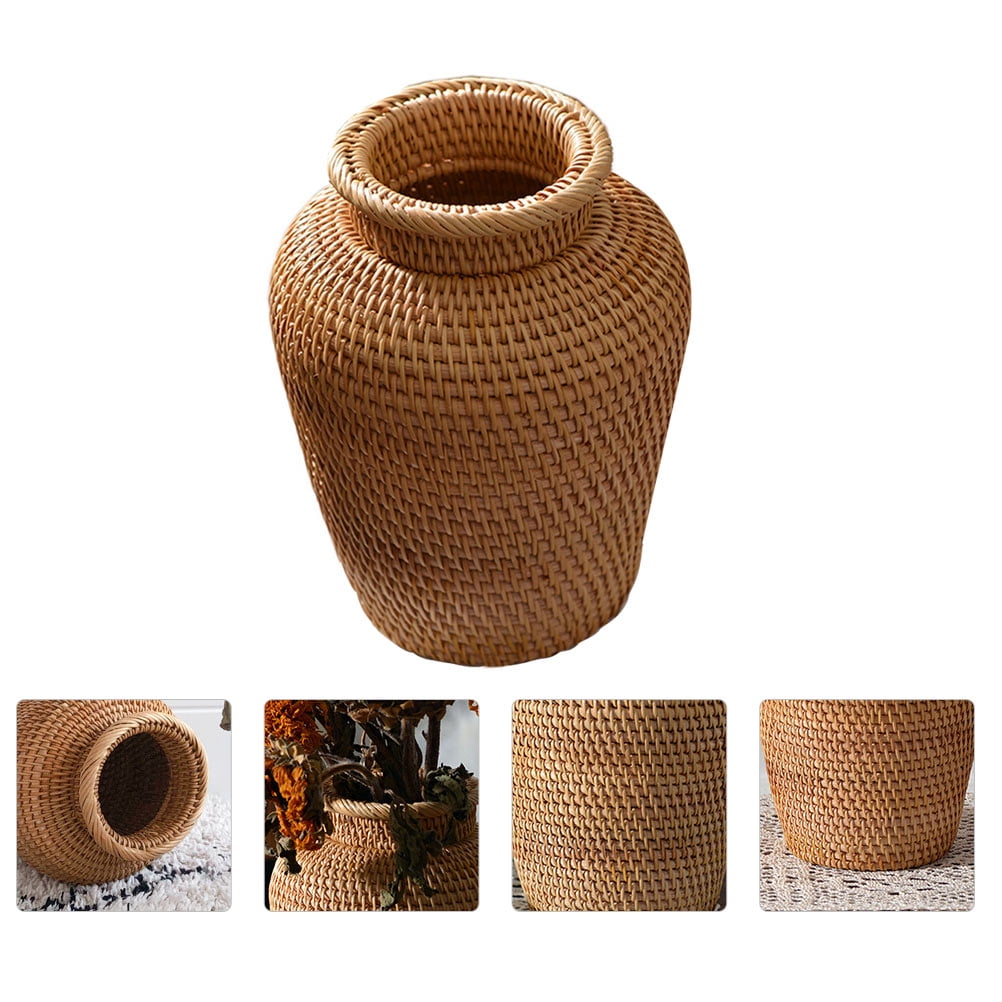 Homoyoyo Woven Vases for Flowers 1Set Rattan Weaving Flower Vase Brown ...