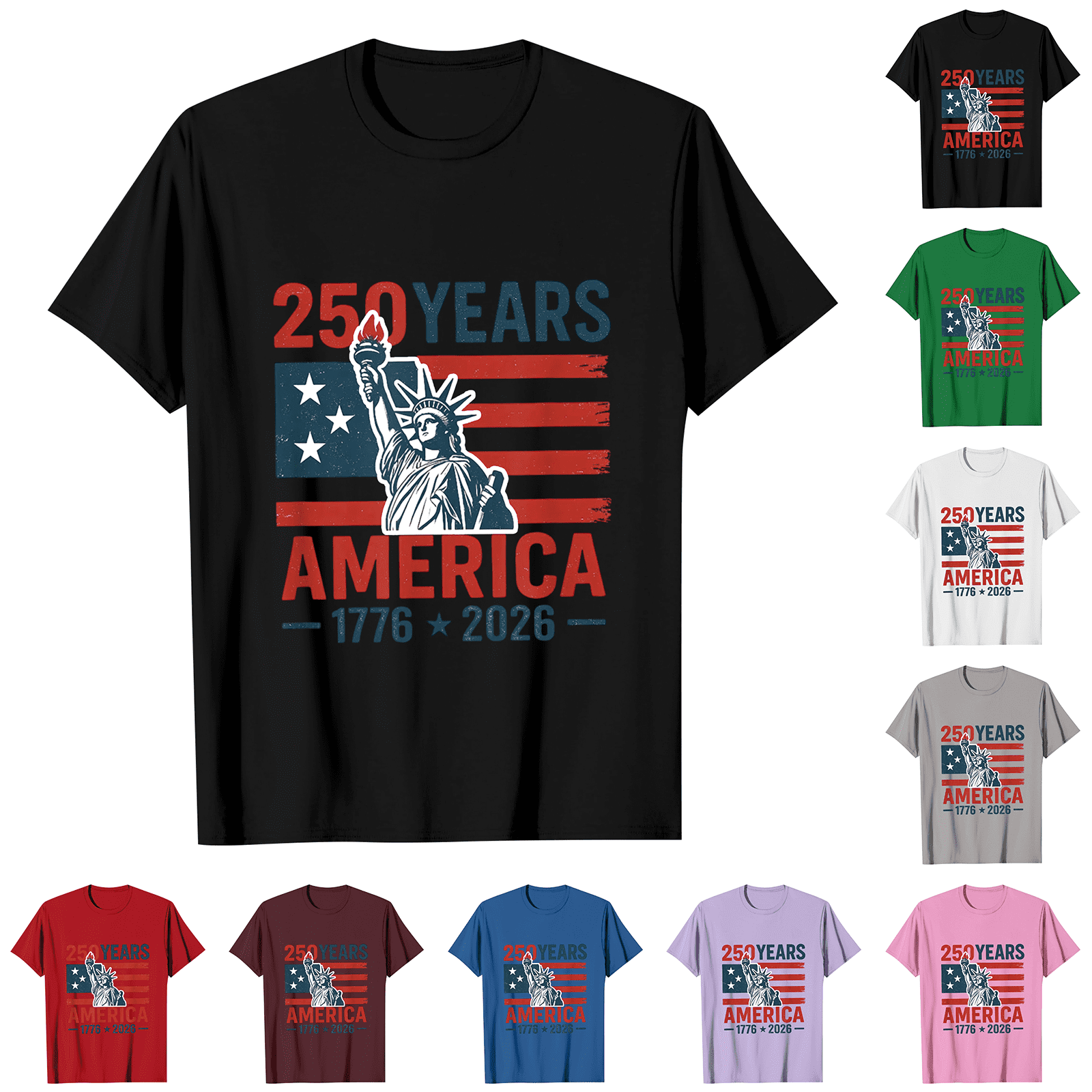 Homozy 250th Anniversary Print Women Shirts Crew Neck Short Sleeve ...