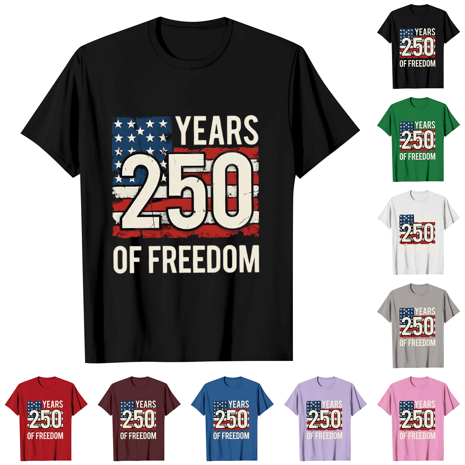 Homozy 250th Anniversary Print Womens Shirts Crew Neck Short Sleeve ...