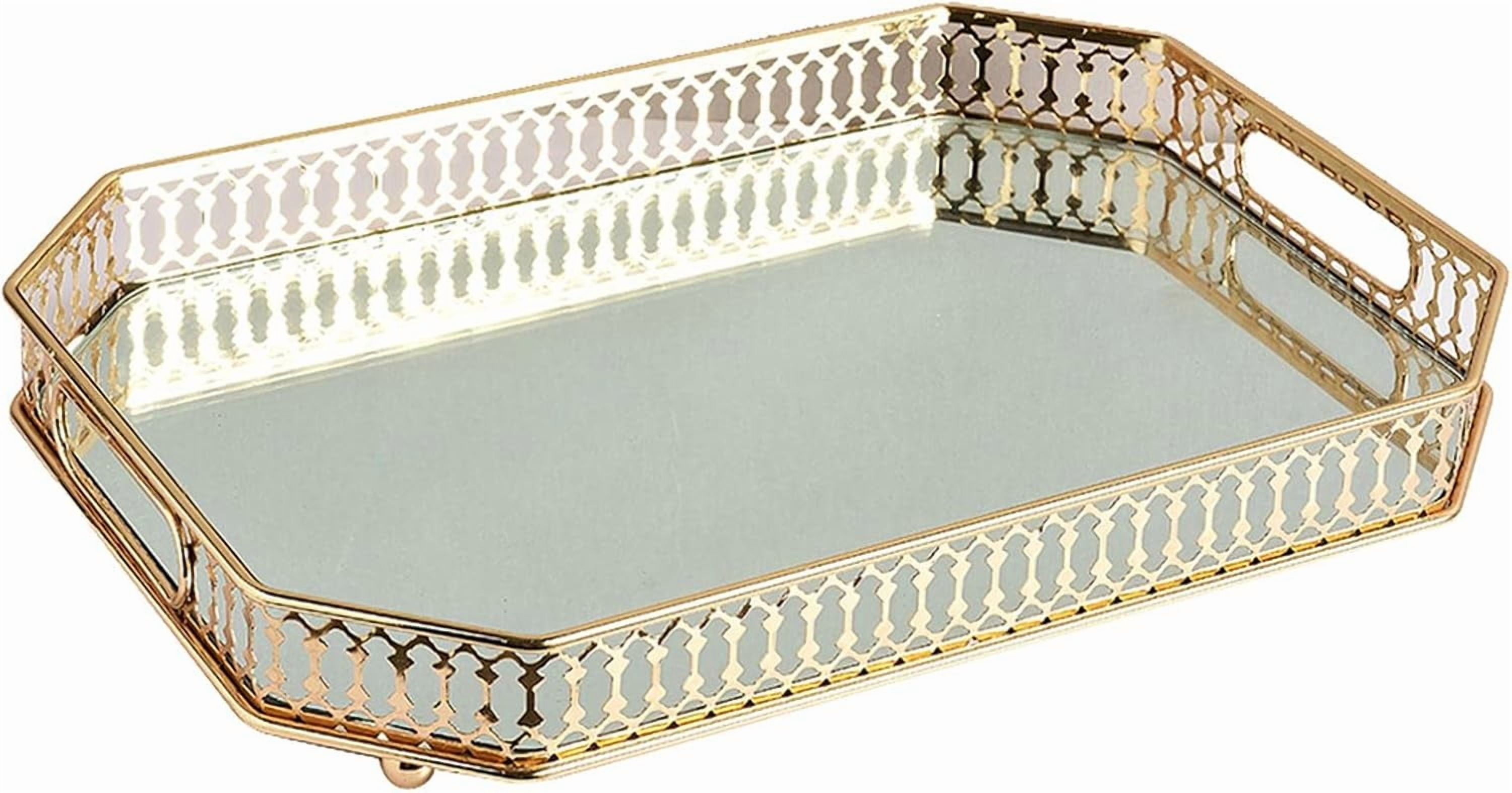 Homozy Decorative Metal Serving/Dressing Table Drinks Cradle Trays with ...