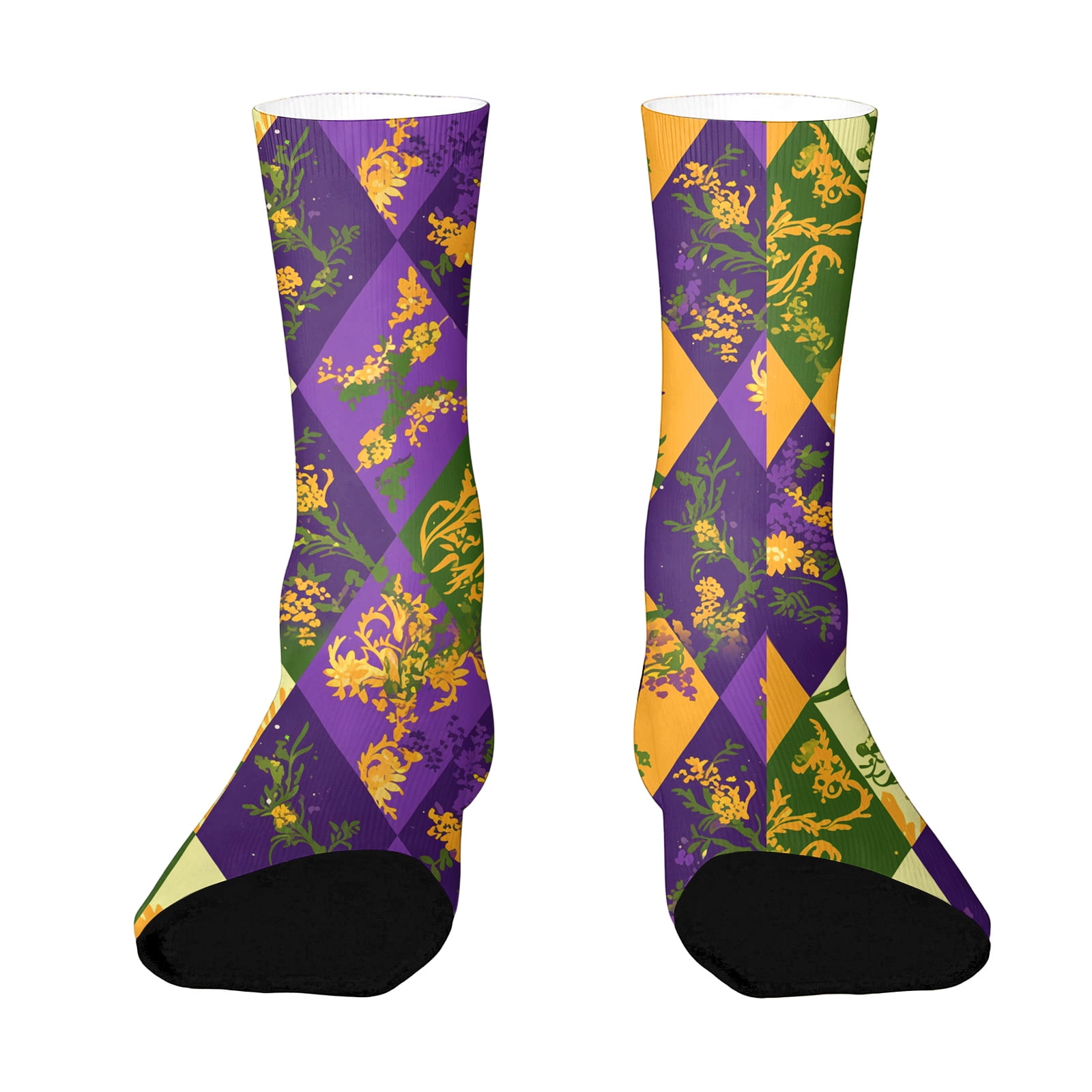 Homozy Mardi Gras Socks for Women Funny Novelty Contrast Color Cotton ...