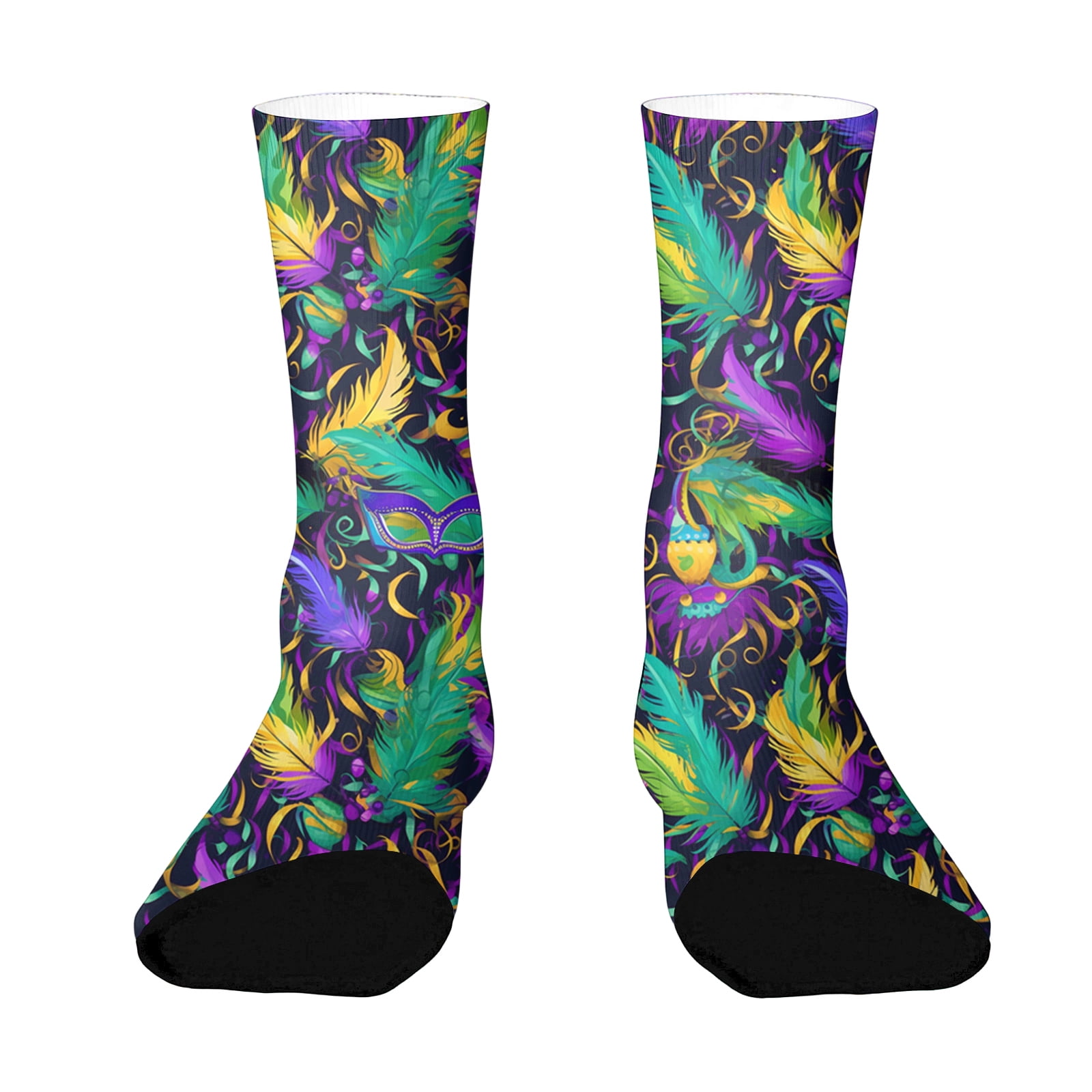 Homozy Mardi Gras Socks for Women Funny Novelty Contrast Color Cotton ...