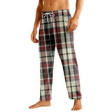 Homozy Plaid Pj Bottoms for Men Big and Tall Flannel Plaid Straight Leg ...