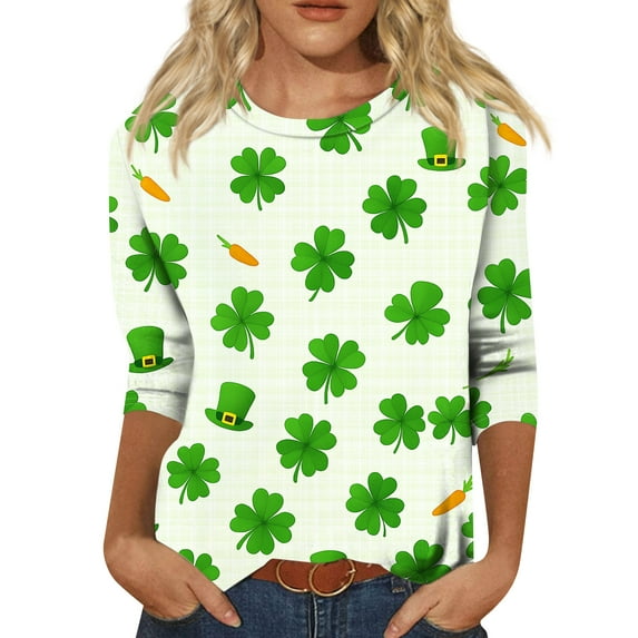 Homozy St Patricks Day Shirt Women Plus Size Shamrocks Printed Holiday ...