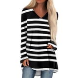 Homozy Striped Long Sleeve Shirt Womens Summer V Neck Women Blouses ...
