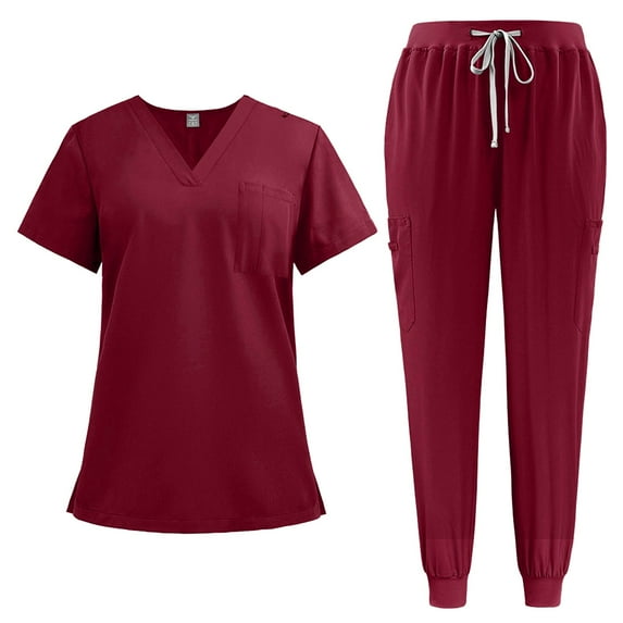 Homozy Womens Plus Size Scrub Sets V Neckline Solid Color Scrub Top ...