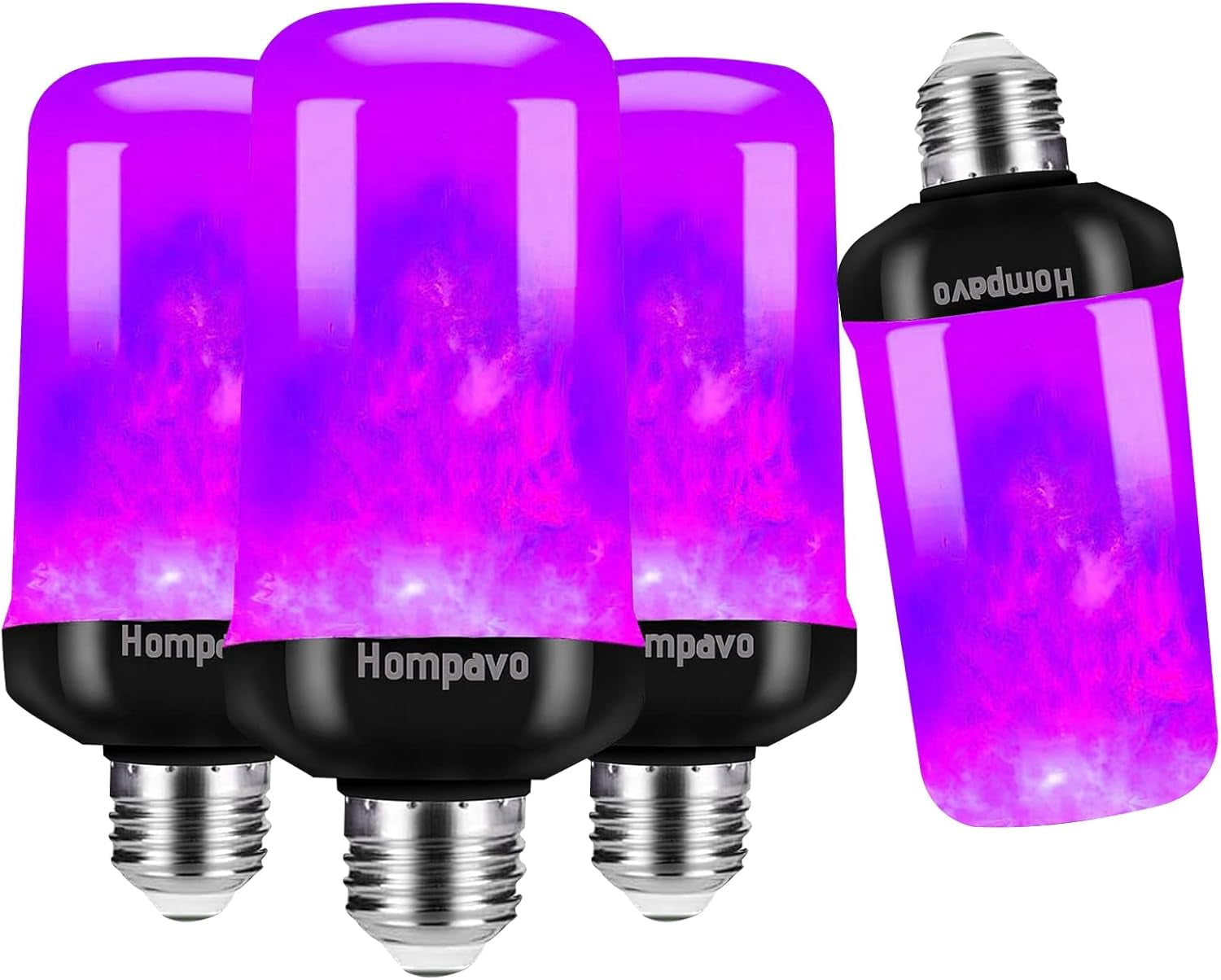 Homparty 【Upgraded】 LED Flame Light Bulbs, 4 Modes Flickering Light ...