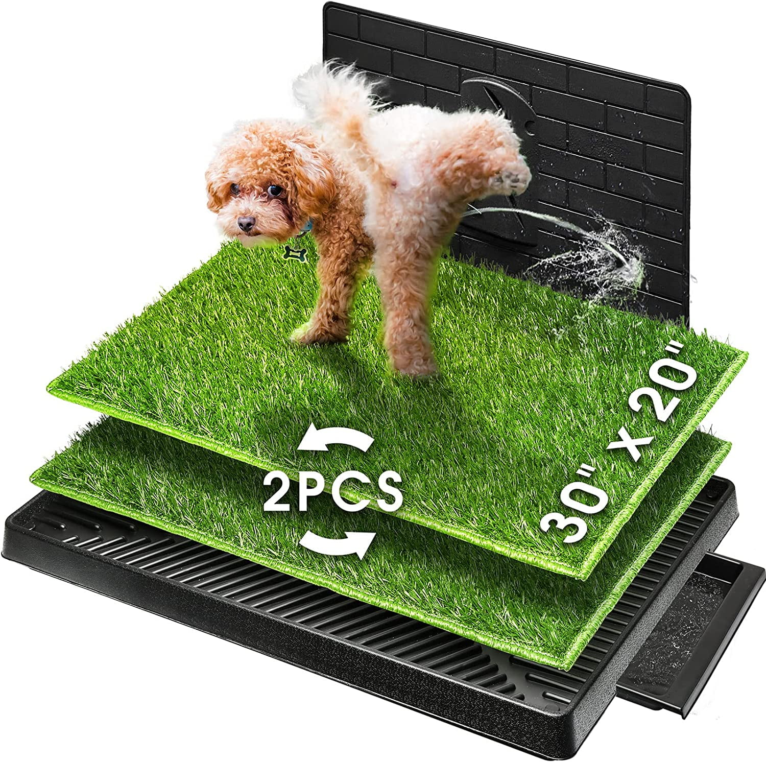 "Hompet Dog Grass Pad, Large 30""20"", 2 Pcs Training Pads with Tray ...