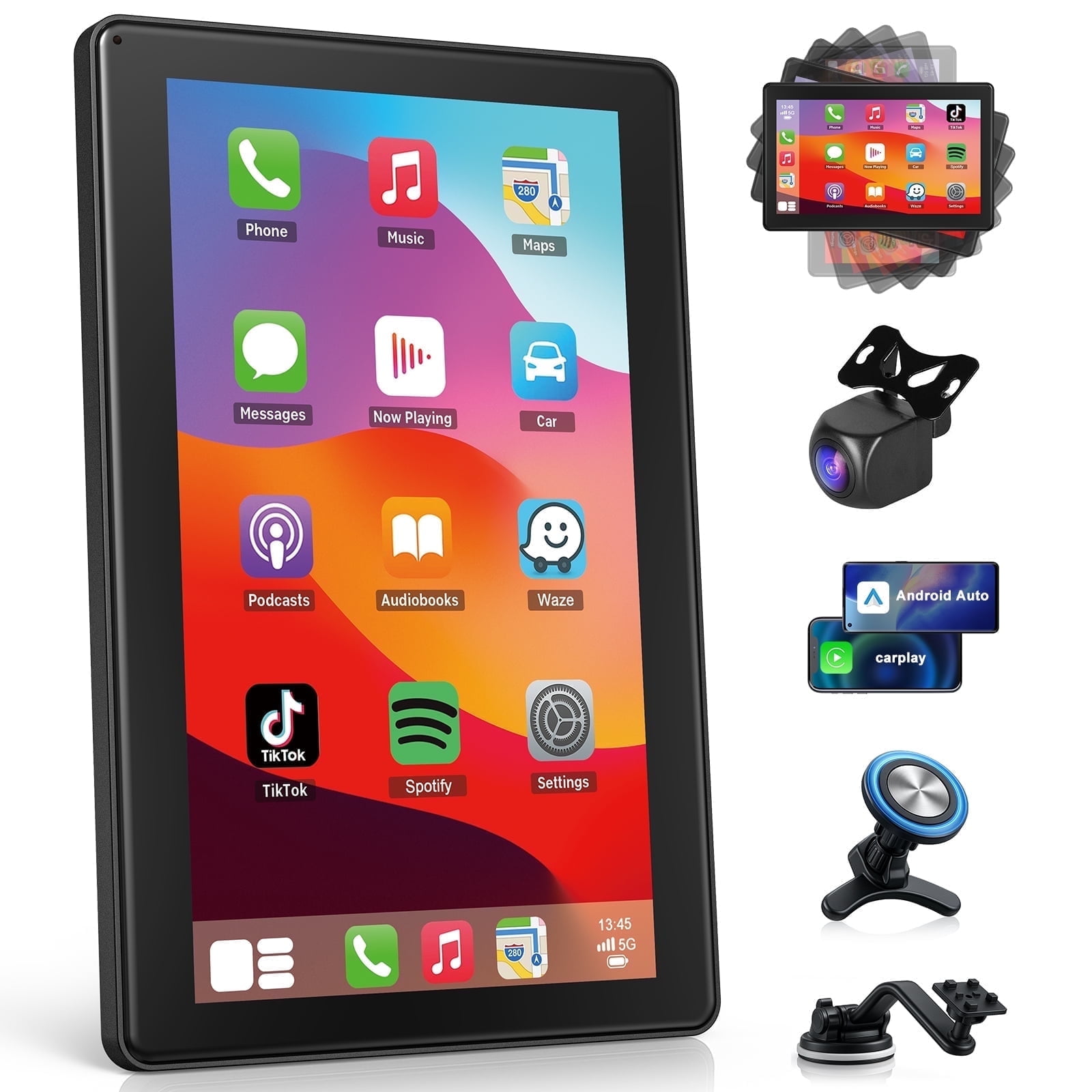 HOMPOW 7'' Wireless Apple CarPlay & Android Auto Car Display – Portable ...