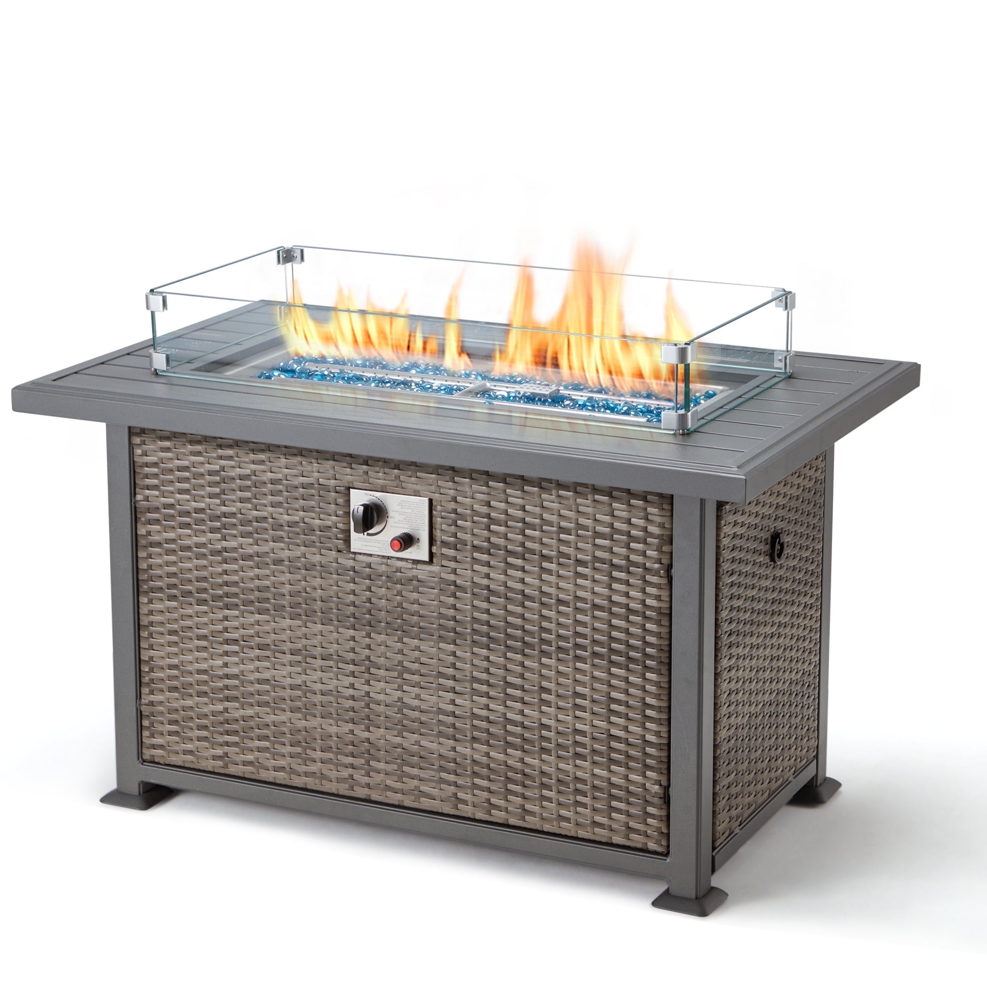 Homrest 44in Outdoor Patio Fire Pit Table, 50,000 BTU Auto-Ignition ...
