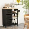Homrest Portable Mobile Rolling Kitchen Island Cart with Cabinet, 3 ...