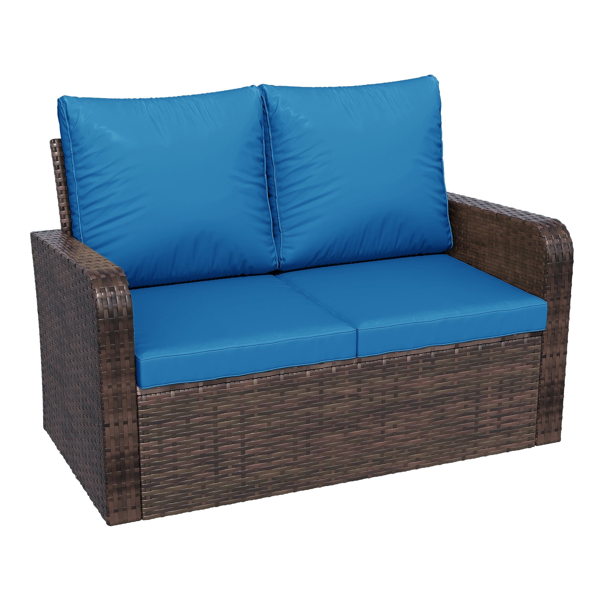 Homrest Outdoor Patio Couch Sofa, All-Weather PE Wicker Loveseat Couch ...