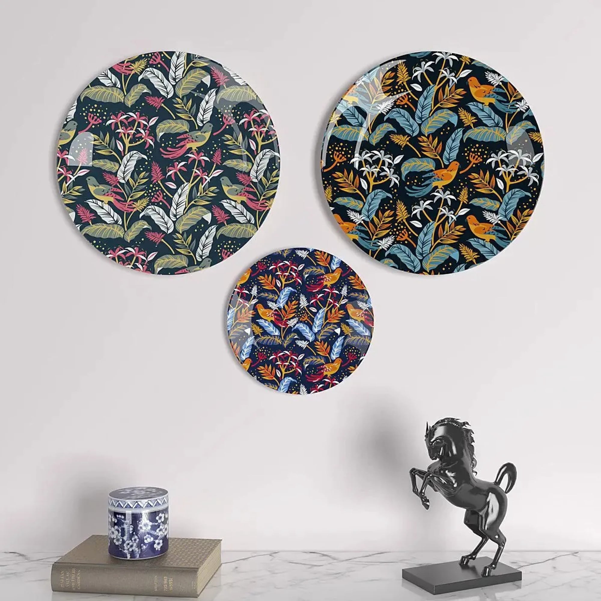 Homscape Ceramic Wall Plates With Beautiful Birds With Plant Art Wall ...