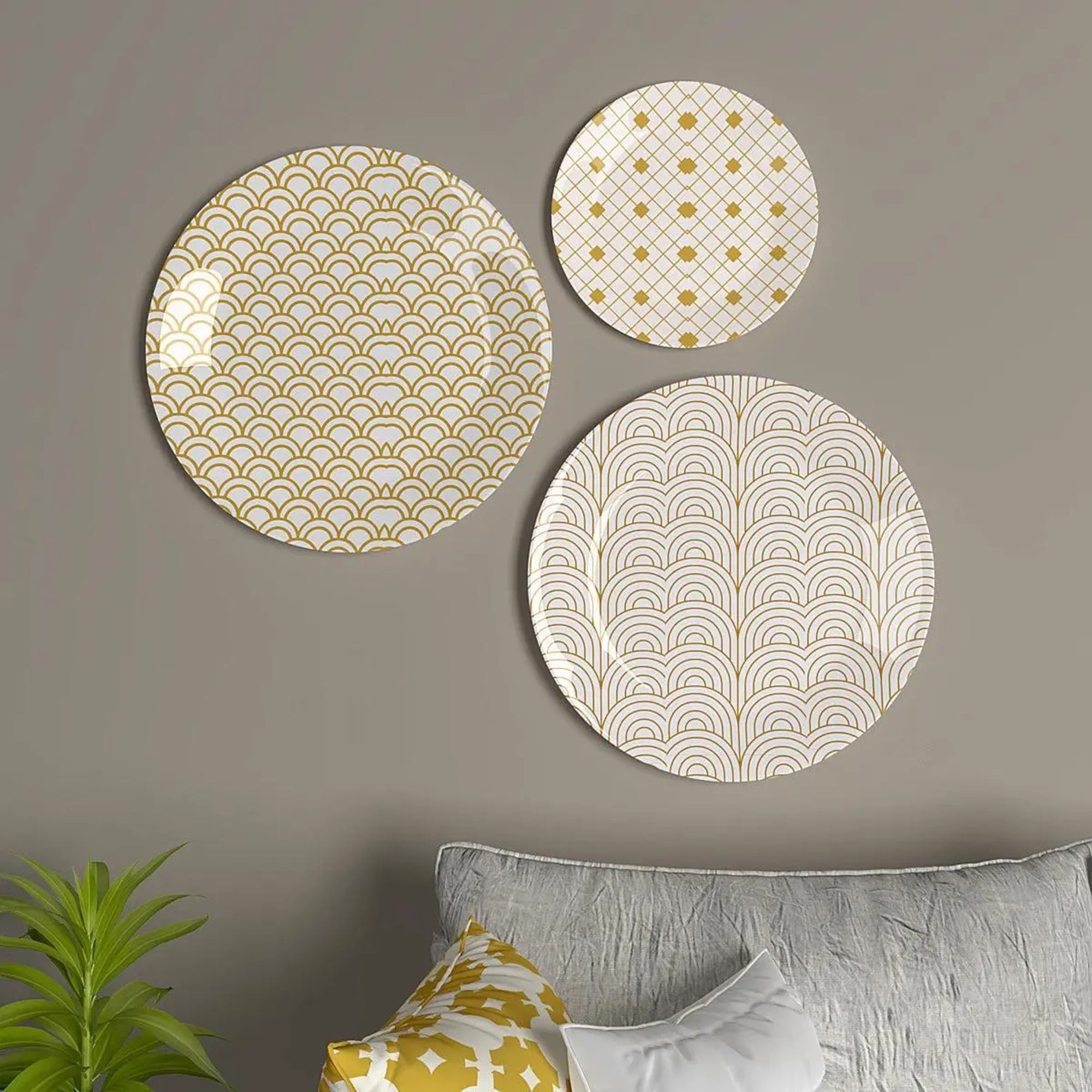 Homscape Ceramic Wall Plates With Lattice Pattern Design Art Wall ...
