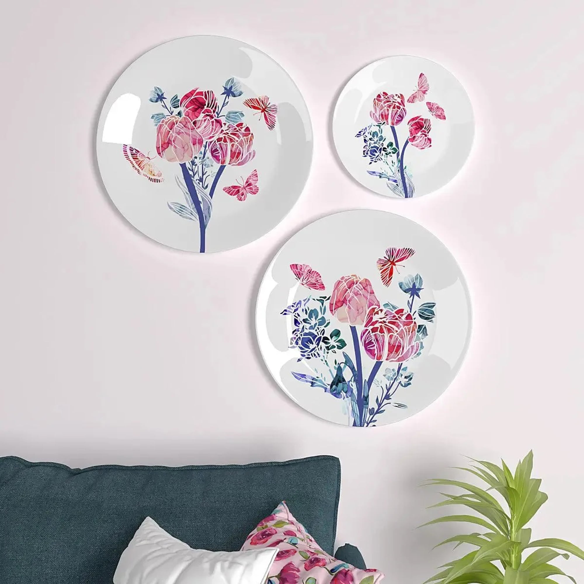 Homscape Ceramic Wall Plates with Beautiful Abstract Flower Art Wall ...