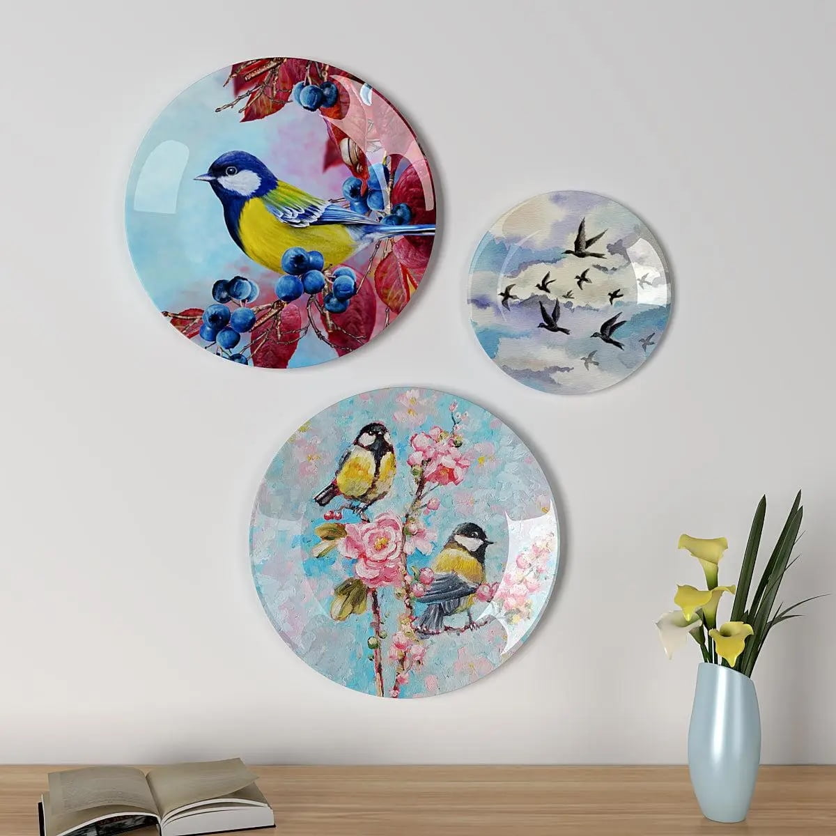 Homscape Decorative Wall Plates In Colorful Humming Bird Design Set of ...
