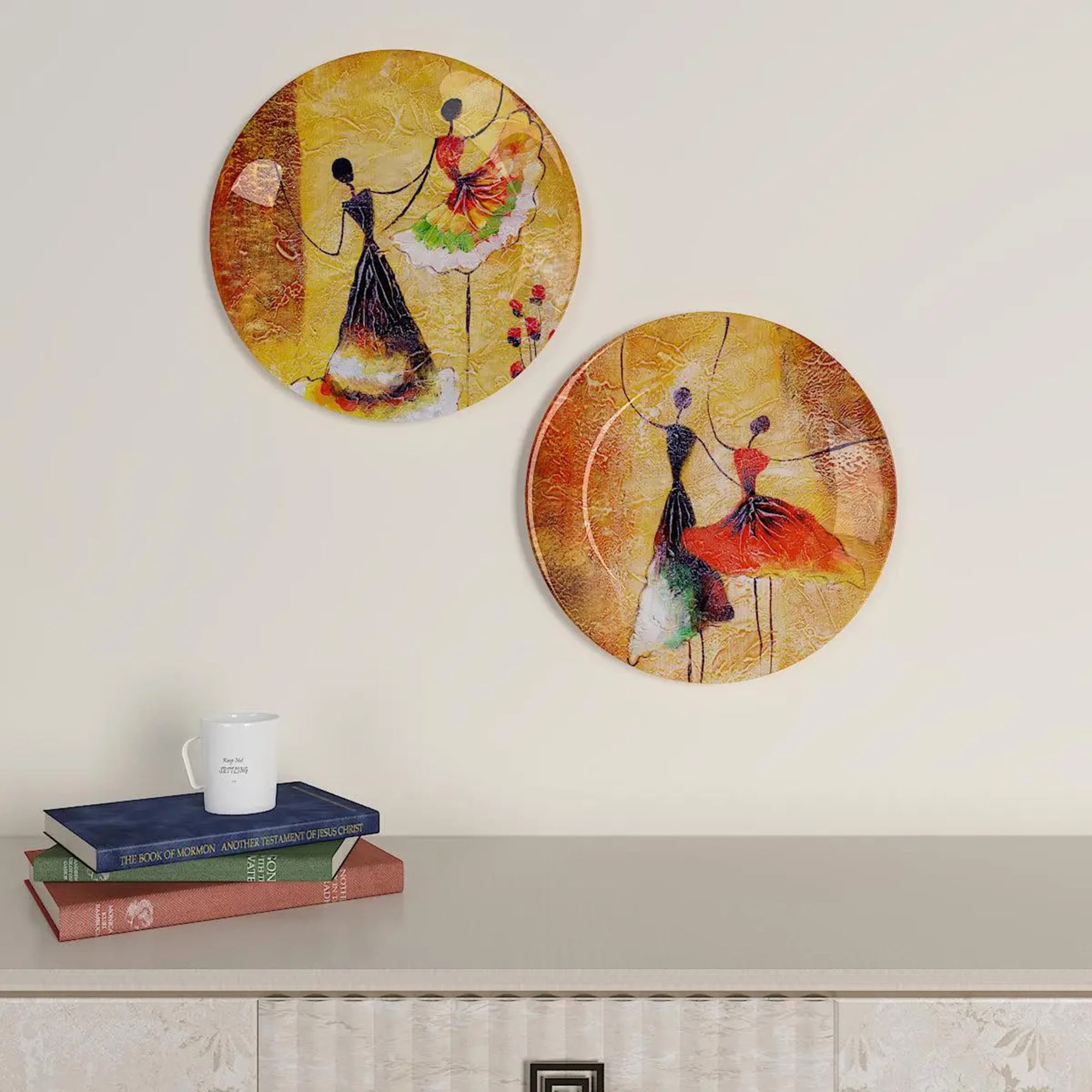 Homscape Luxury Finish Ceramic Wall Plates With Ballerina Dancing Girl ...