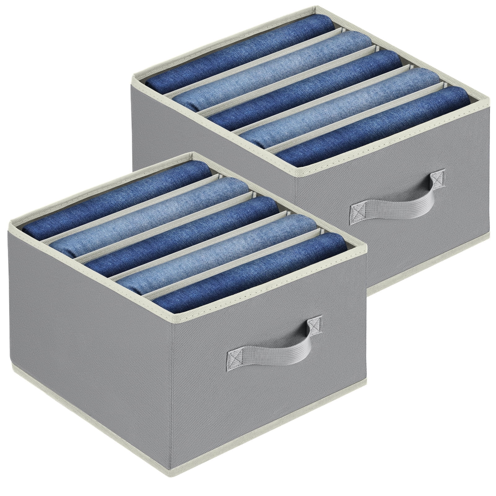 LEFEE Clothes Organizer for Jeans, Foldable Fabric Storage Cubes for ...