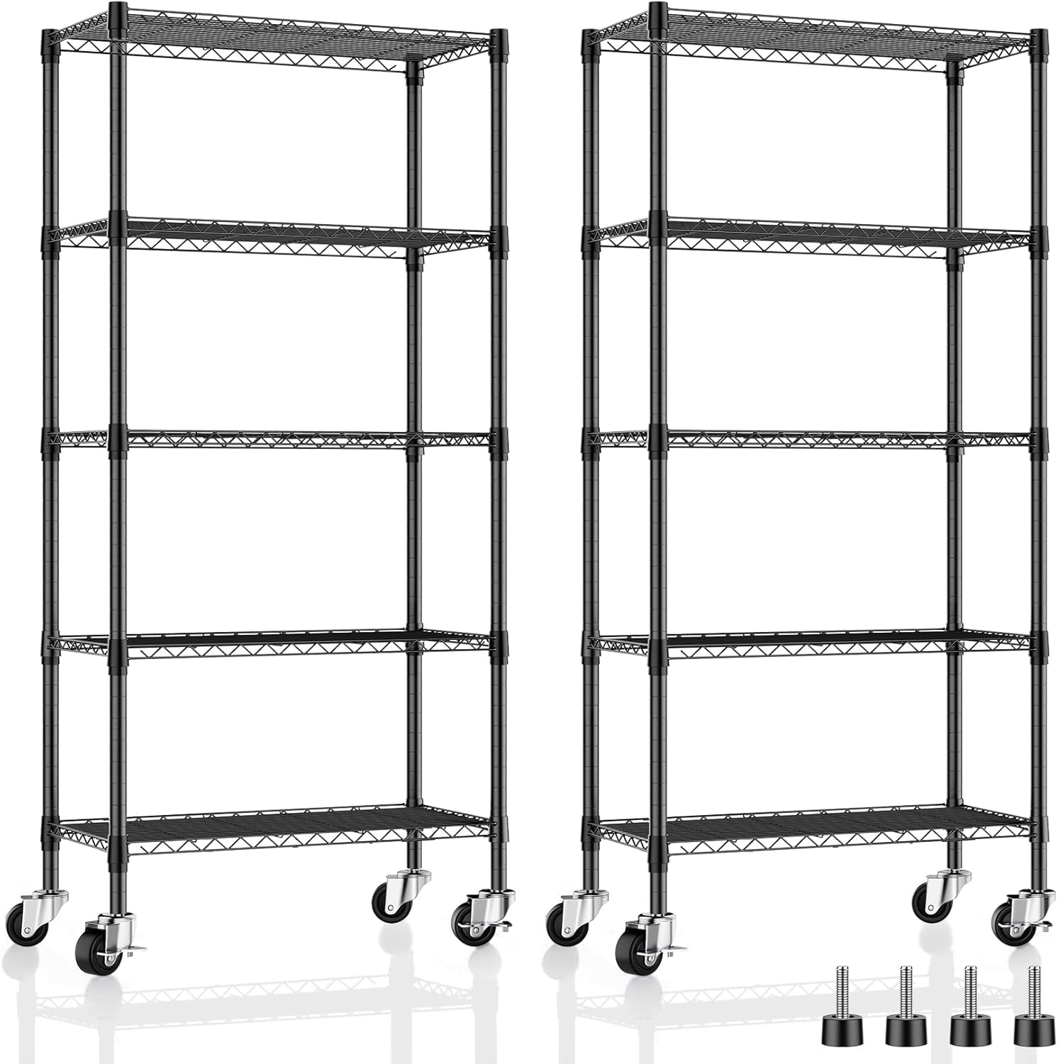 Homtell 2 Pack 5 Tier Shelving Unit Wire Rack, Heavy Duty Adjustable ...
