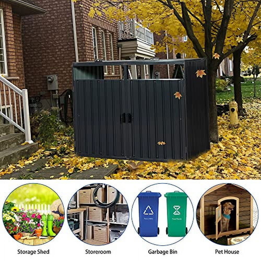 Homtique Outdoor Trash Can Storage Shed, Garbage Bin Shed for 2 Trash ...