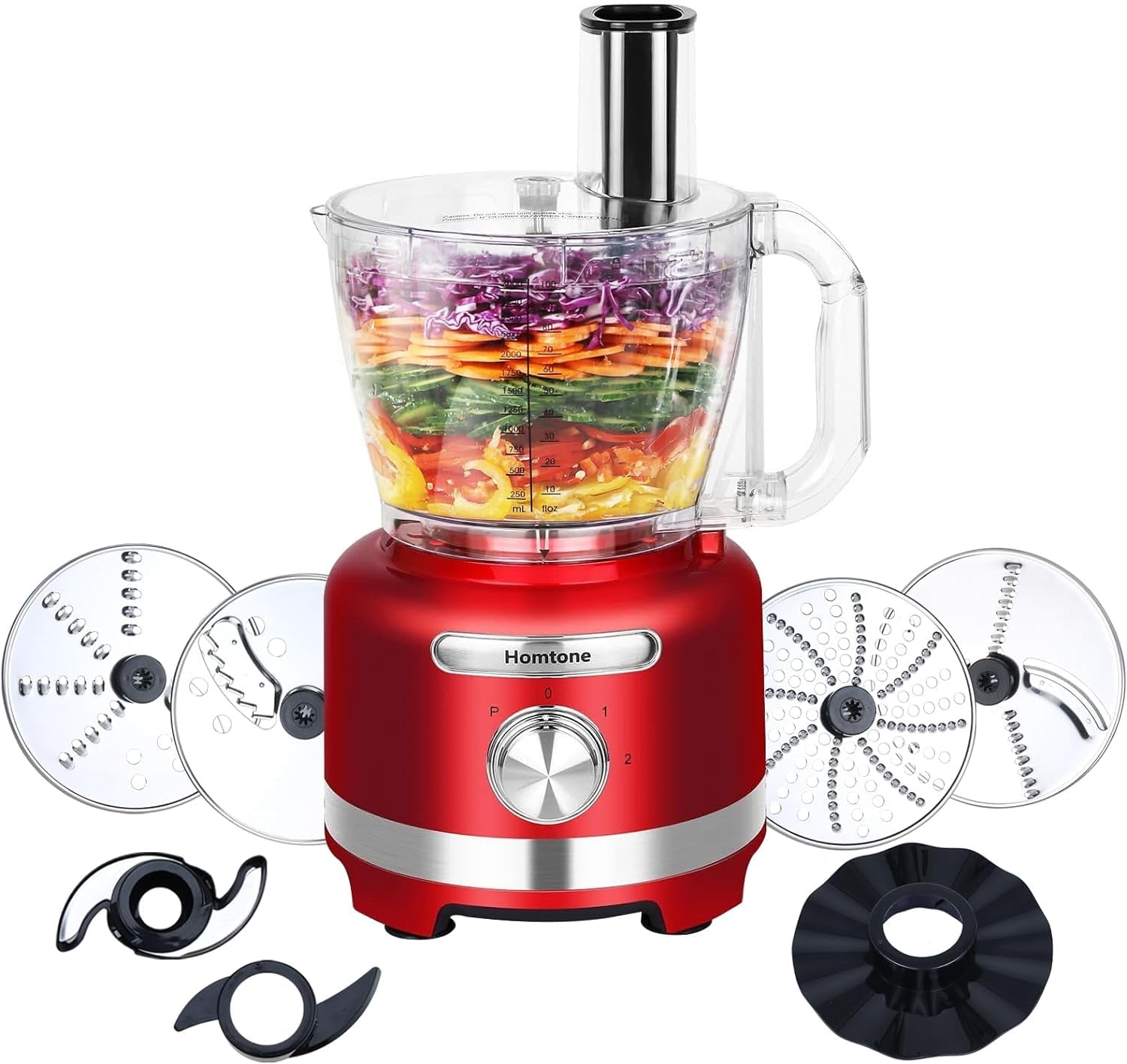 Homtone 16 Cup French-Fry-Cutter Food Processors 9 Functions 7 Blades ...