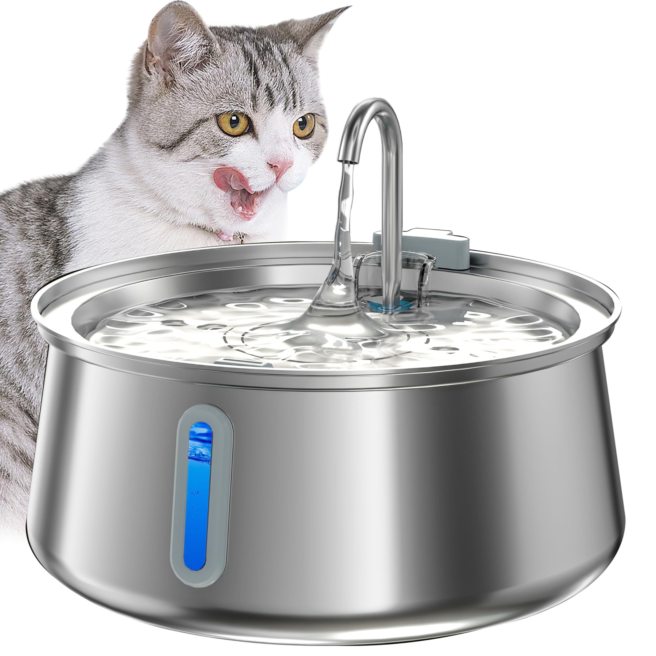 Homtyler Stainless Steel Cat Water Fountain,Pet Water Fountain Large ...