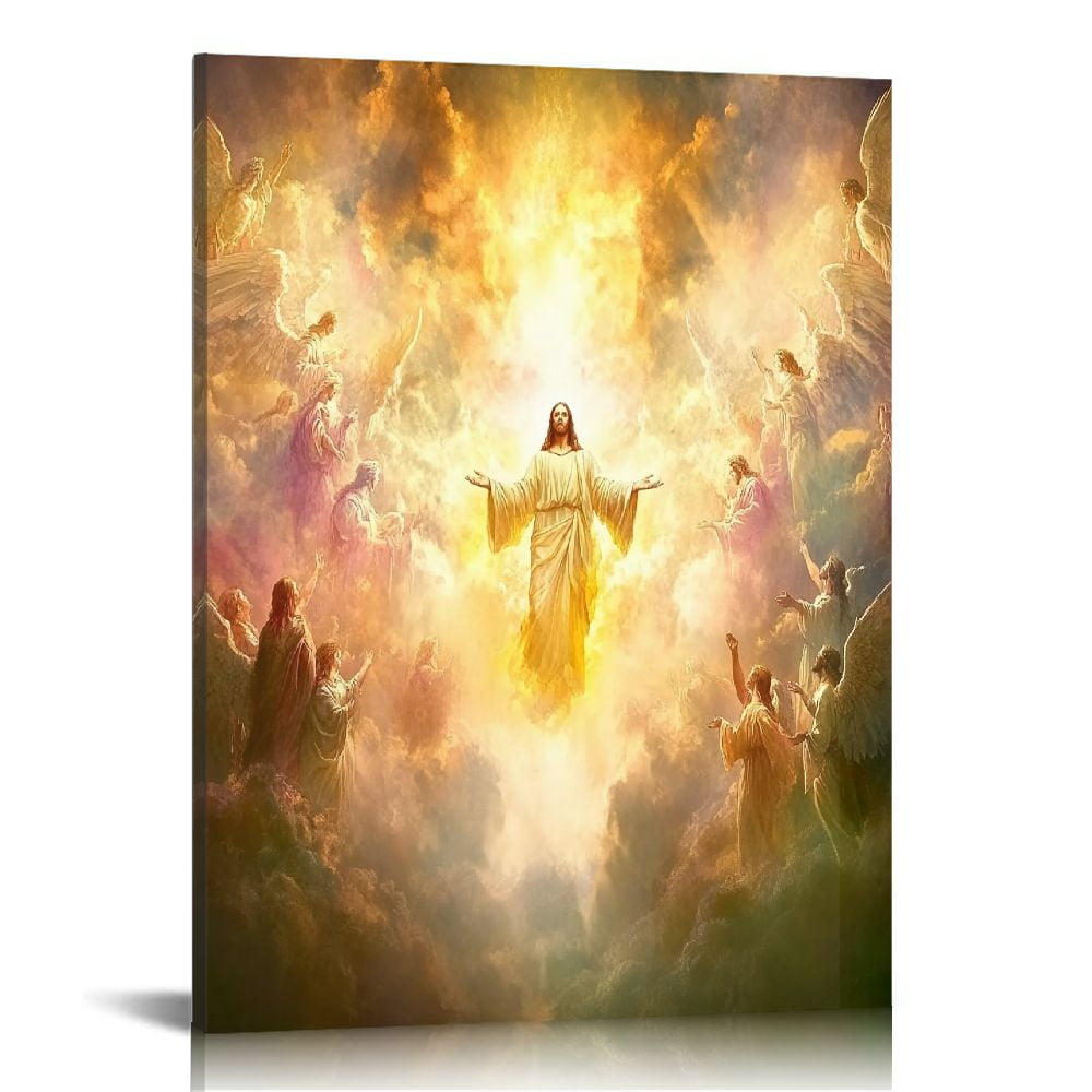 Homura The Ascension of Jesus with Angels Canvas Print for Home Office Wall Decor 12x16 in ...