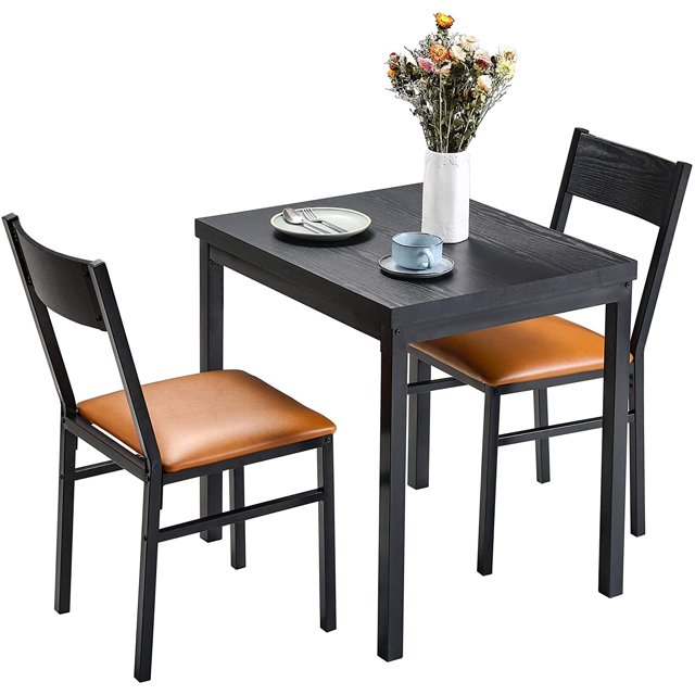 Homury 3 Piece Dining Table Set with Cushioned Chairs, Modern Counter ...
