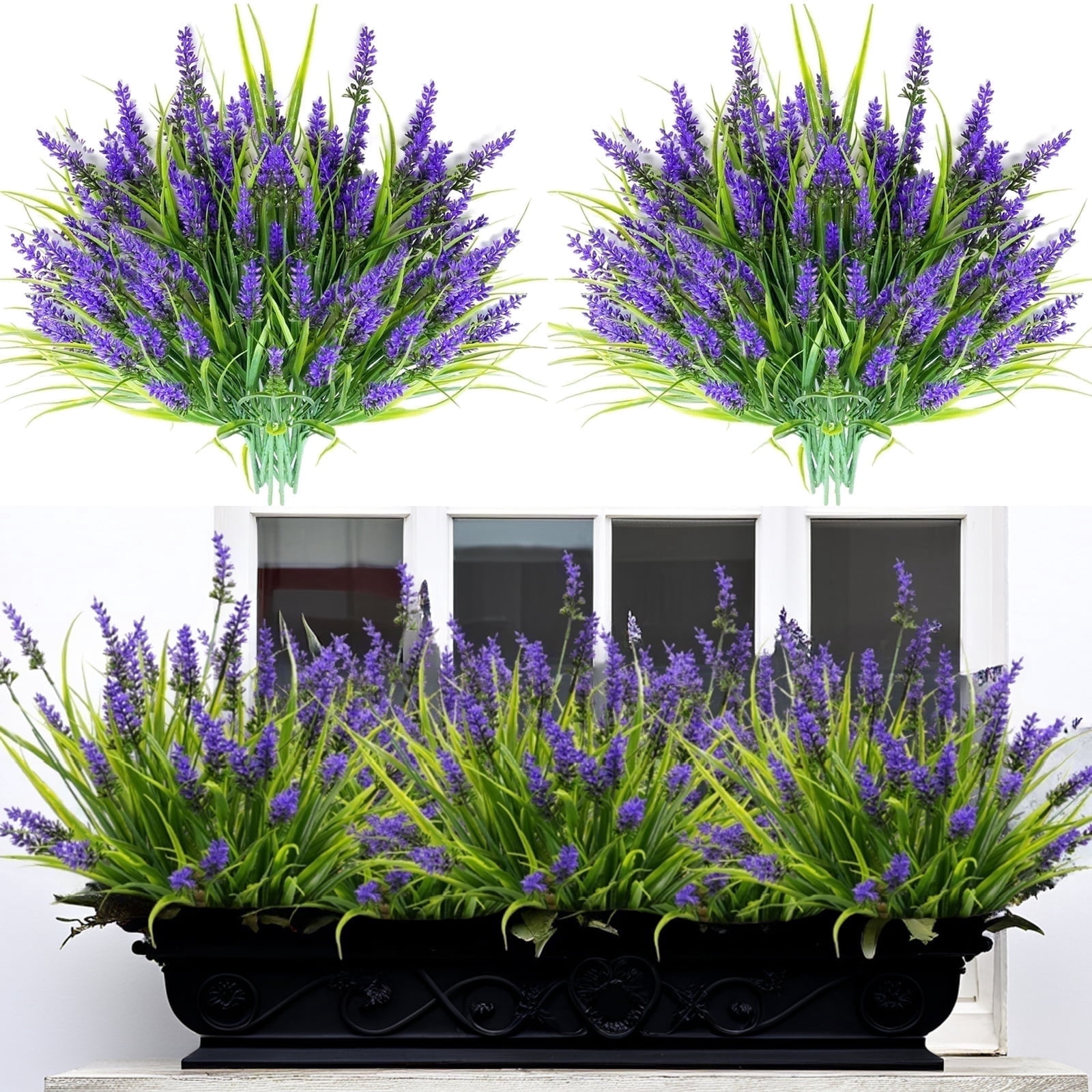 Homwamee 24 Bundles Artificial Lavender，UV Resistant Fake Lavender ...