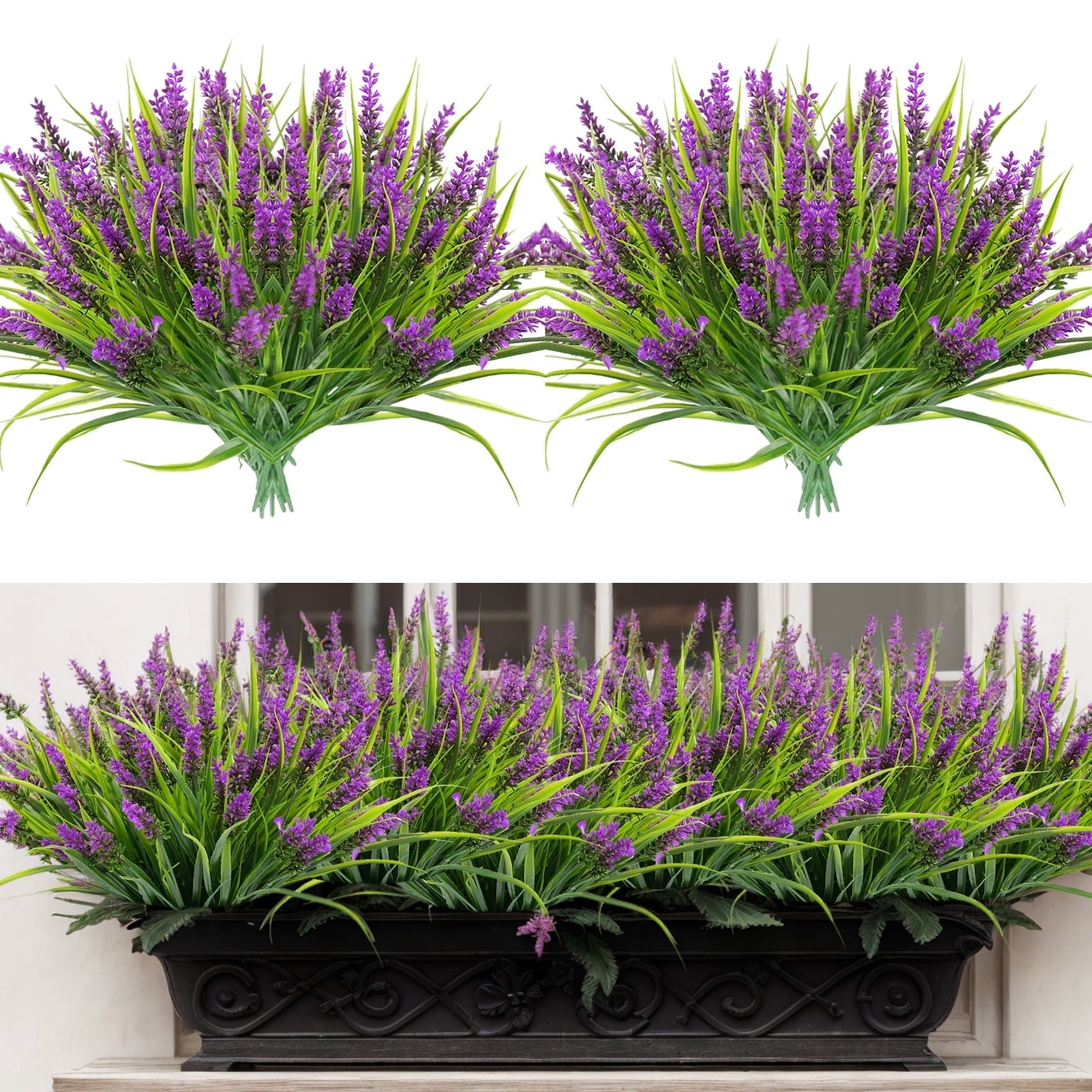 Homwamee 24 Bundles Artificial Lavender，Plants, Outdoor Fake Plants ...