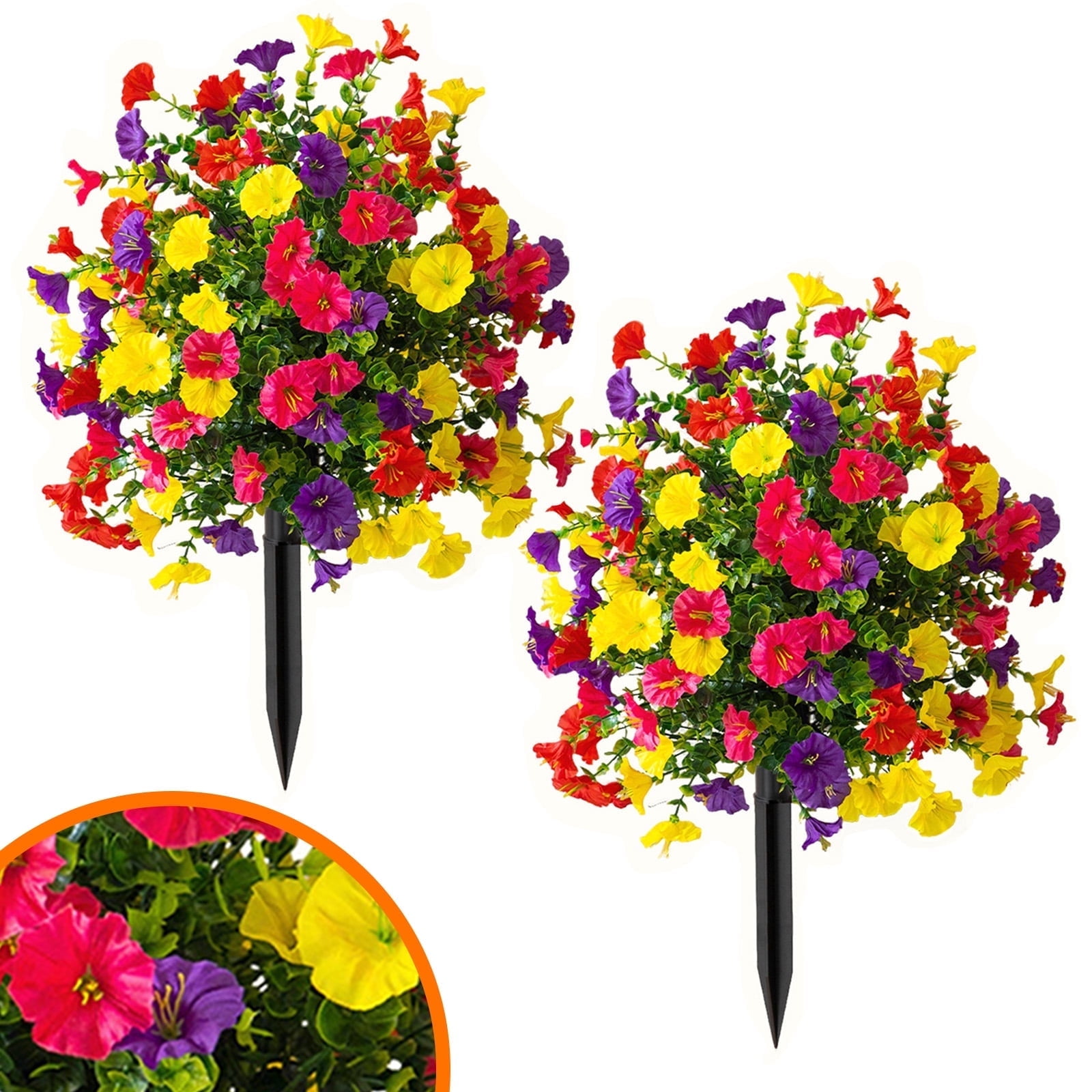 Homwamee 2 Set of 16'' Artificial Daisy Topiary Ball Trees, Silk UV ...