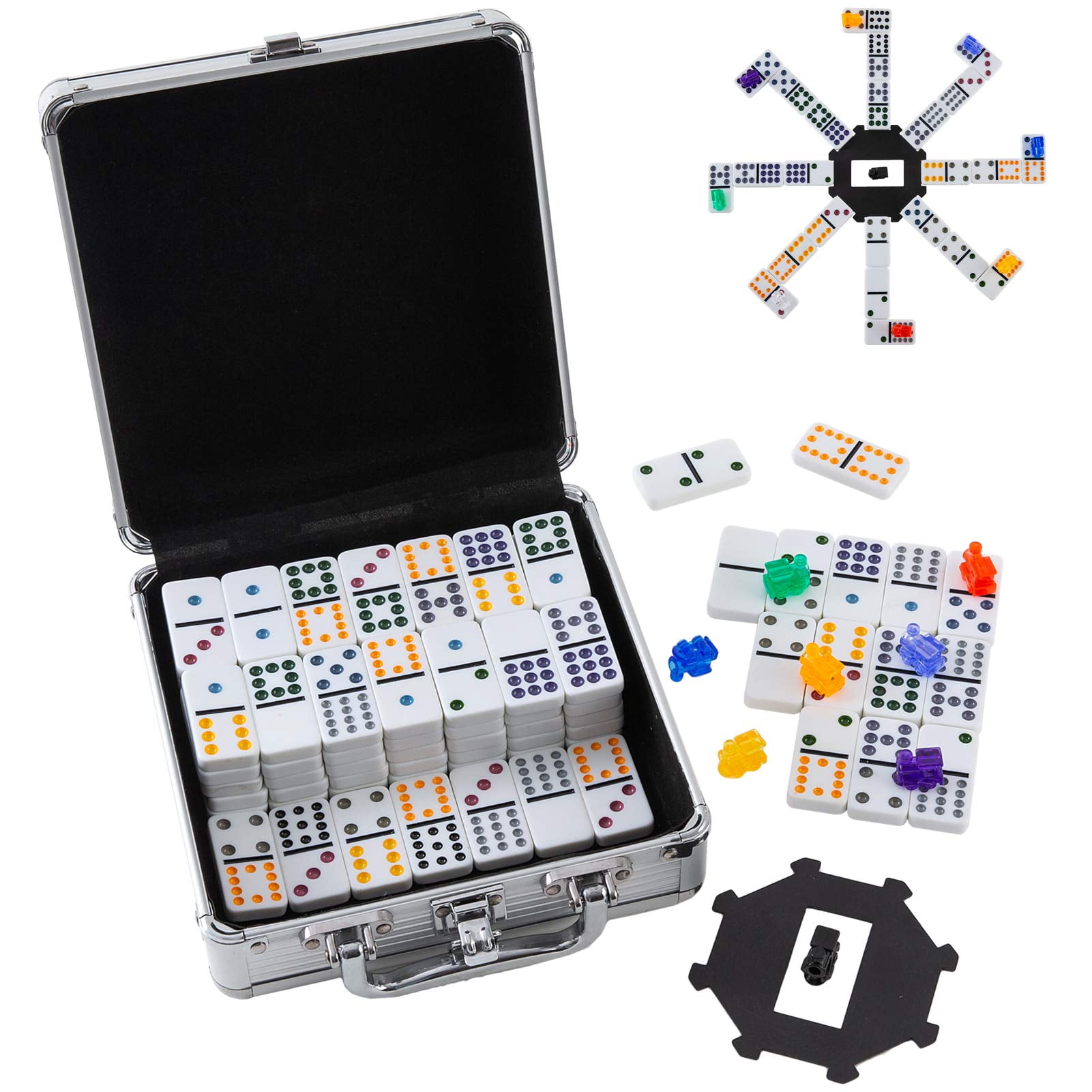 Homwom Double 12 Colored KEF16 Dot Dominoes Mexican Train Game Set, 91 ...