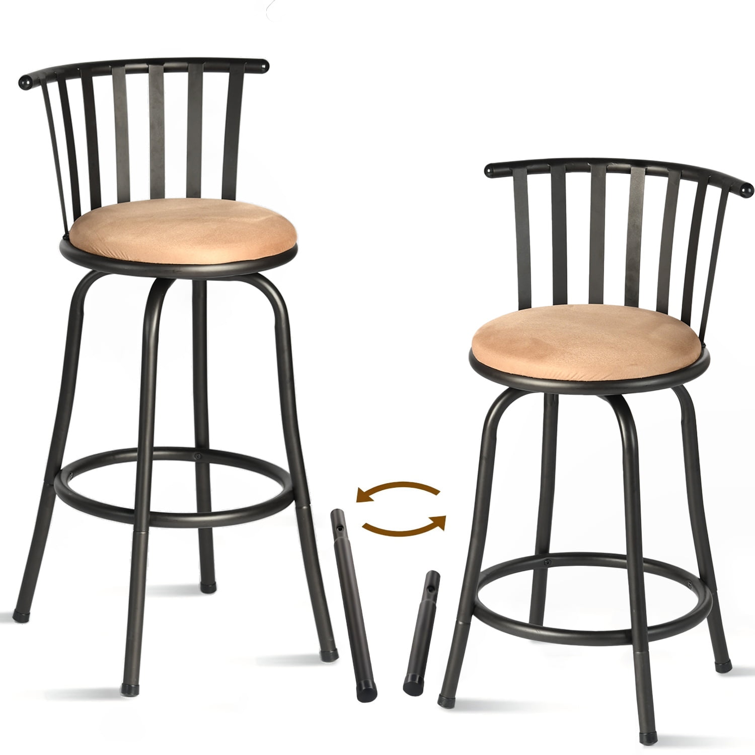 Homy Casa 24" or 29" Swivel Bar Stools Set of 2, Counter Height Stools ...