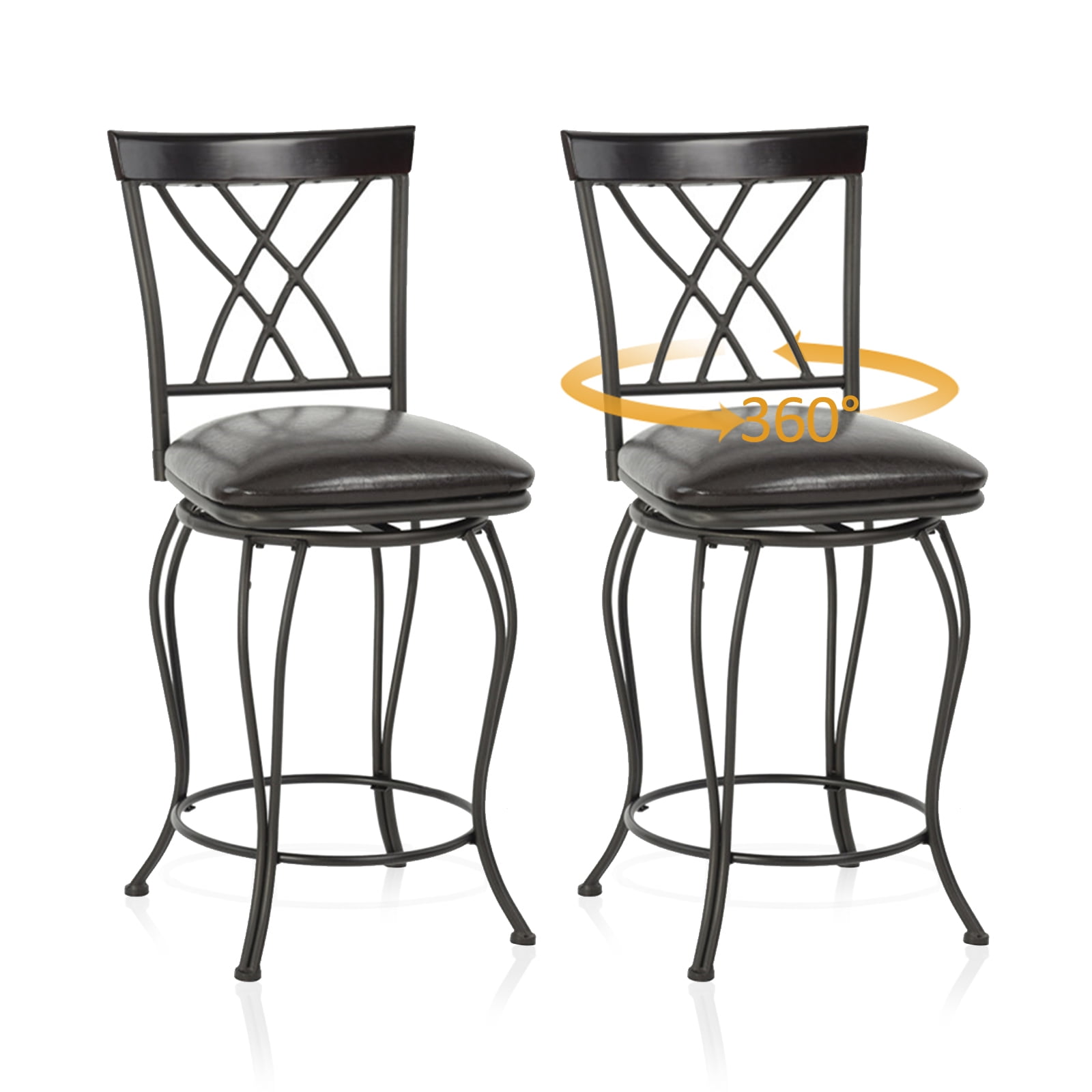 Homy Casa 26" Bar Stools Set of 2 Swivel Padded Stools Counter Height ...