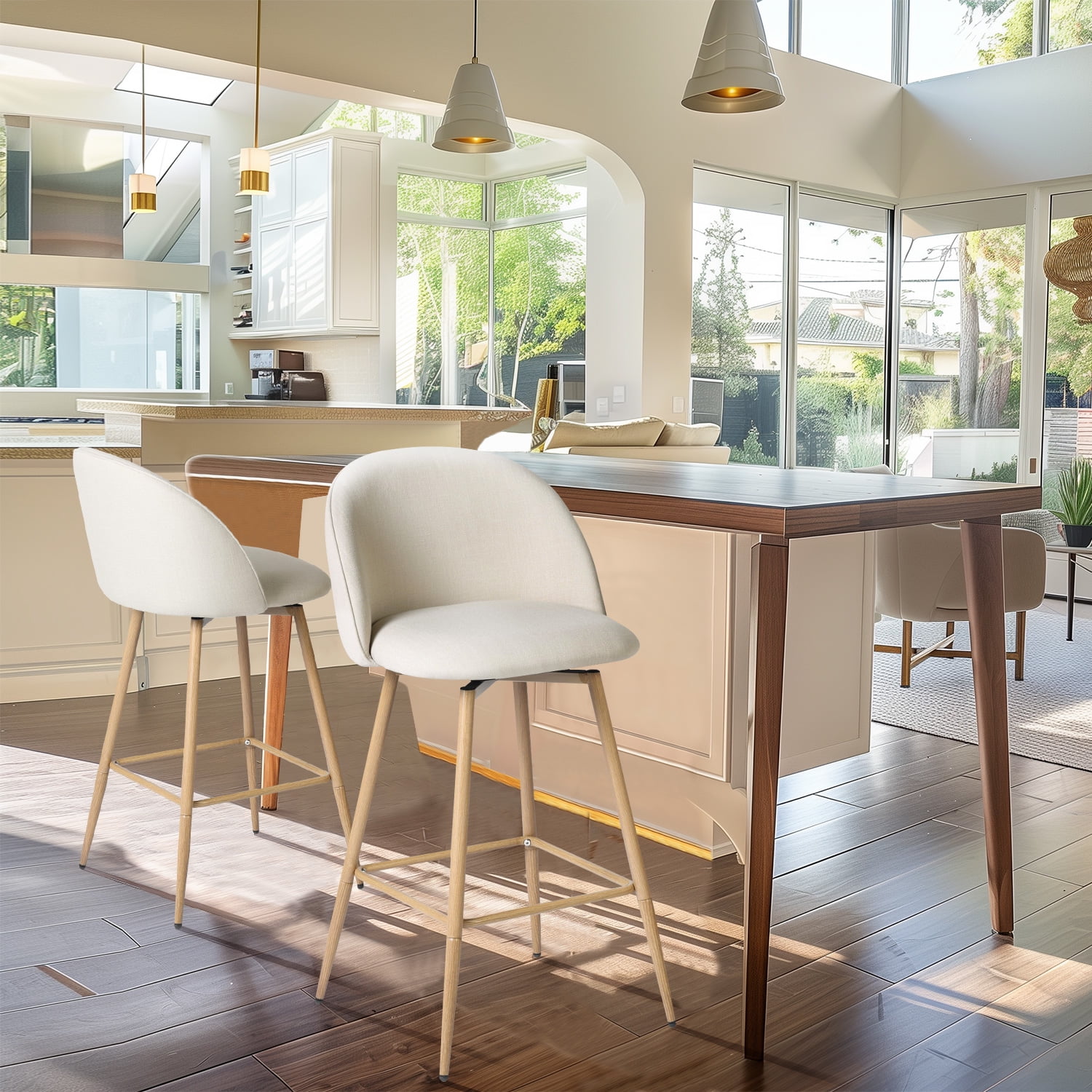 Homy Casa 26" Counter Height Bar Stools Set of 2, Swivel Stools for ...