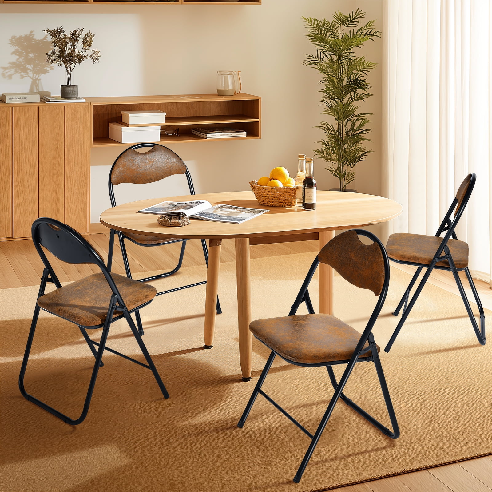 Homy Casa Folding Chairs 4 Pack Portable Party Chairs, Padded Stackable ...