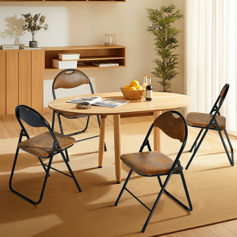 Homy Casa Folding Chairs 4 Pack Portable Party Chairs Padded Stackable Charis for Wedding Party Patio Home Office Rustic Suede Walmart
