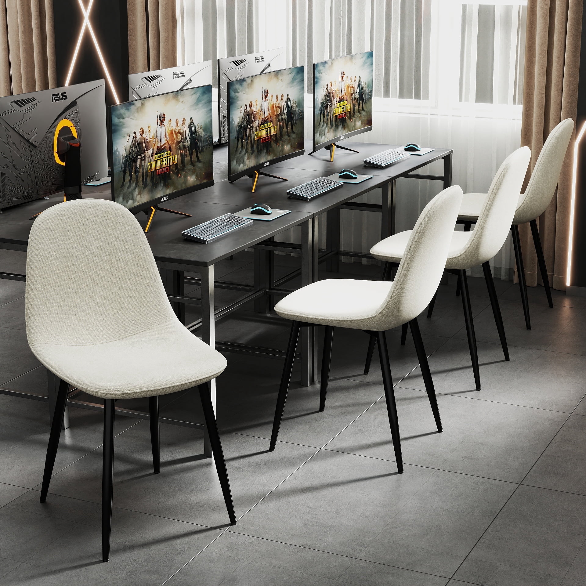 Homy Casa Game Chair Back Support with Cushion Non-Slip Base Set of 4 ...
