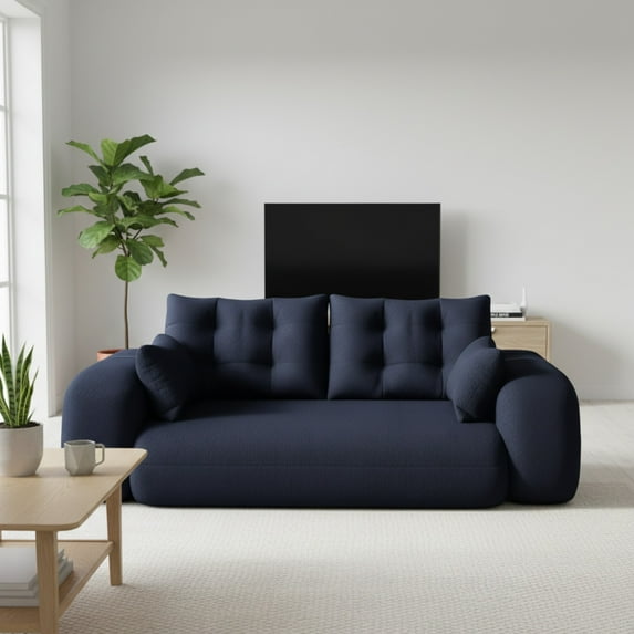 Homy Casa 78.7'' Convertible Floor Sofa Bed, Teddy Fabric Lazy Sofa ...