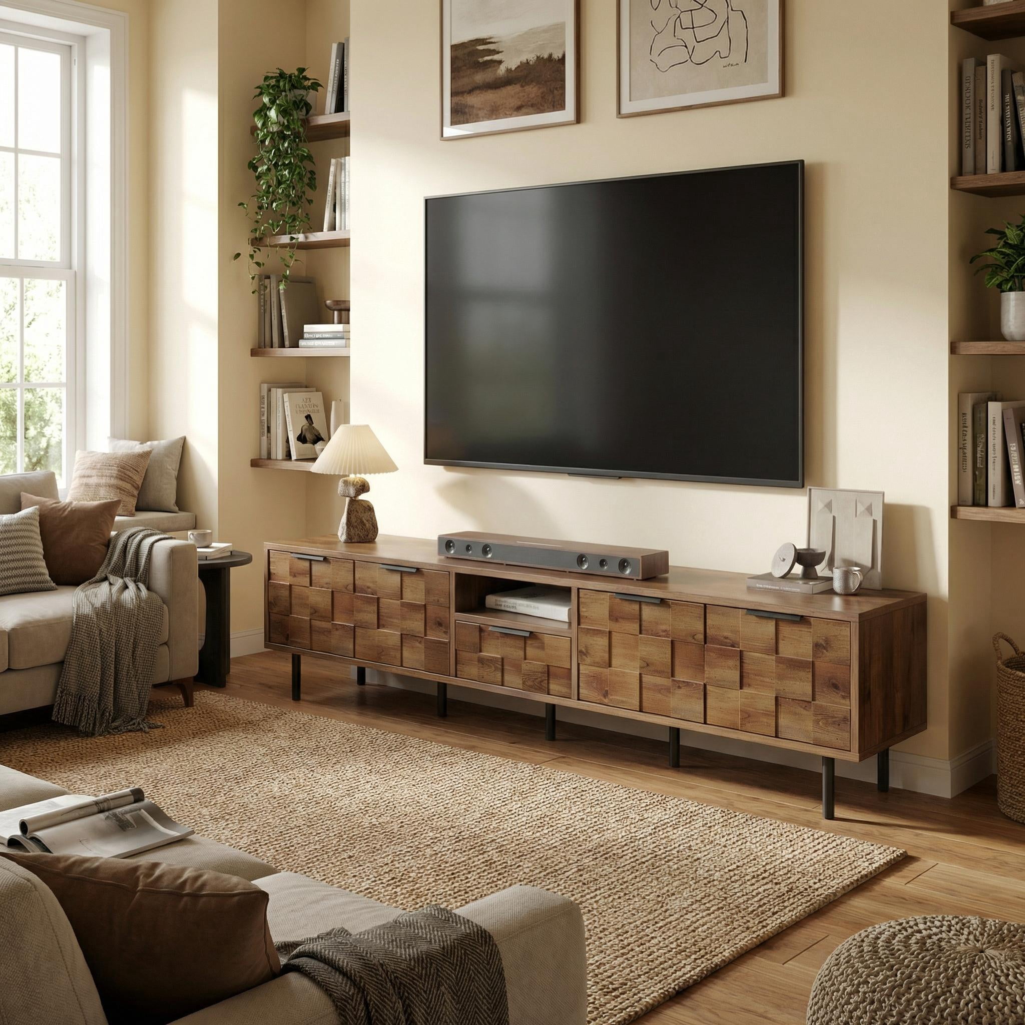 Homy Casa 78" TV Stand for 75 Inch TV with Storage Cabinets and Shelves ...