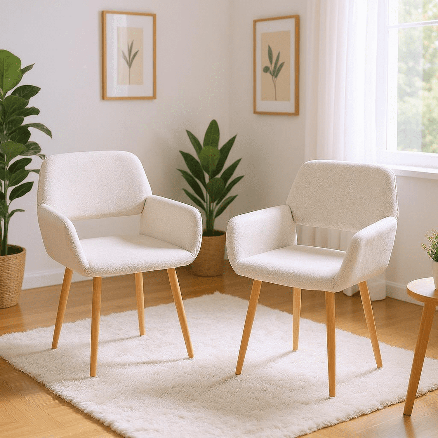 Homy Casa Accent Chair Set of 2, Upholstered Armchairs for Living Room ...